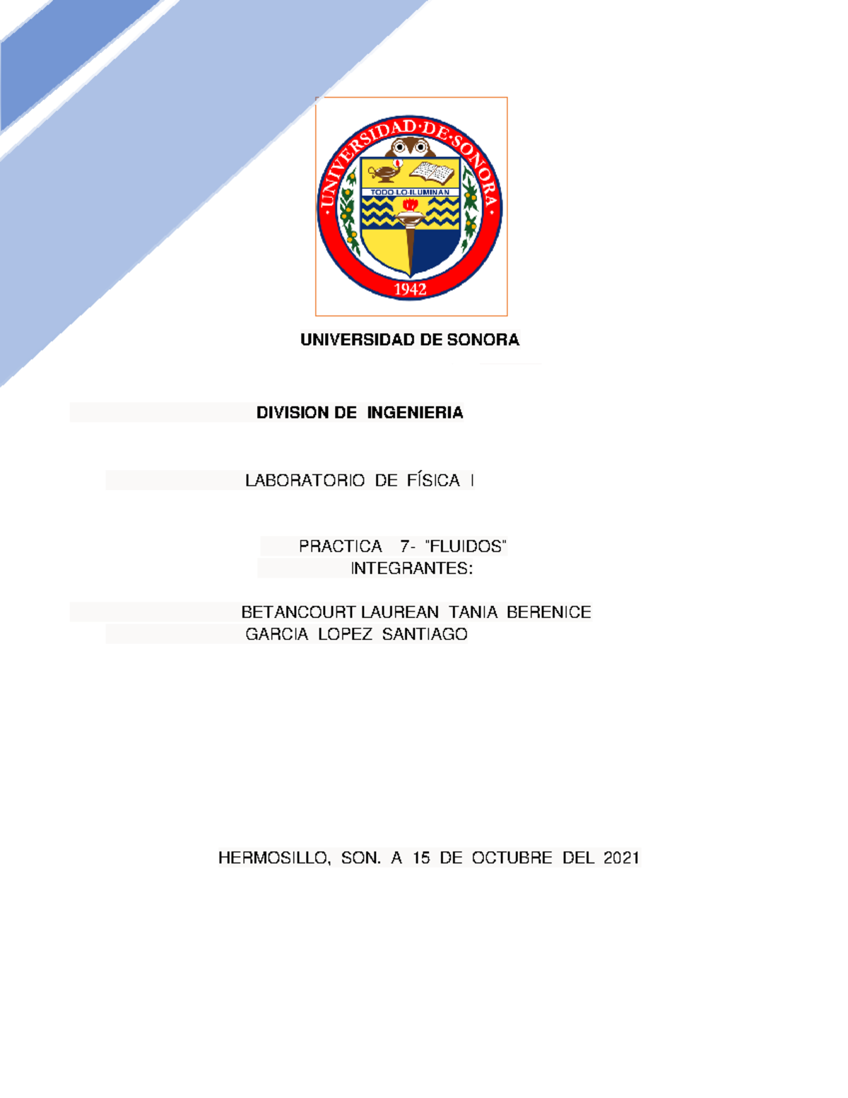 Practica 7 - Fisica 1 con Laboratorio - UNISON - Studocu