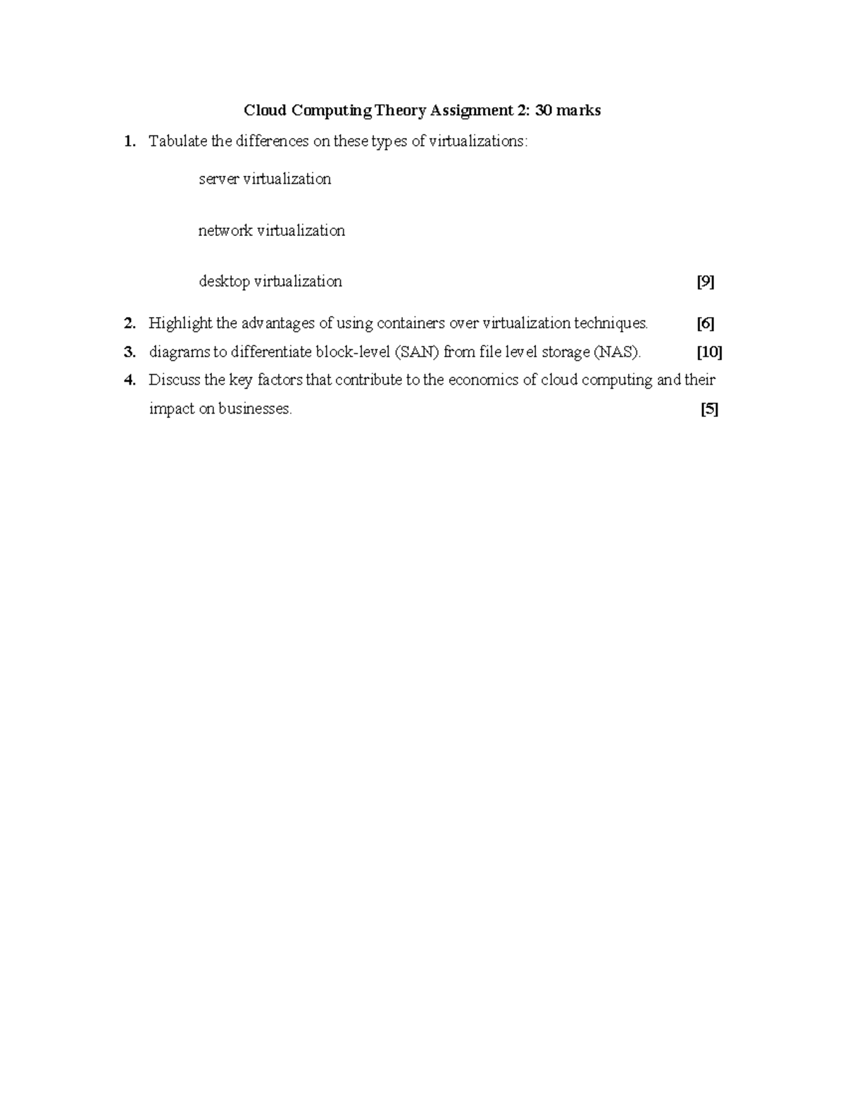 Cloud Computing Theory Assignment 2 - computer science - [6] diagrams to differentiate block ...