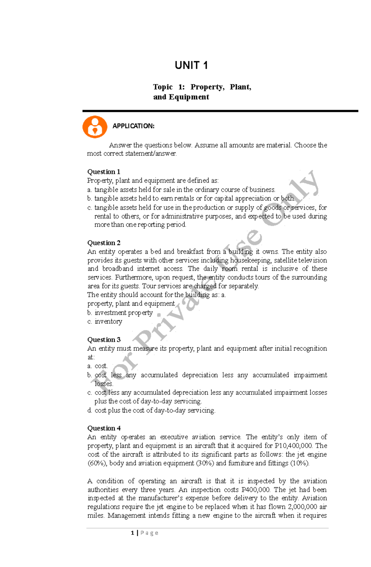 Module-on-Intermediate-Accounting-2-Unit-1-part-1 - Questions - UNIT 1 Topic 1: Property, Plant ...