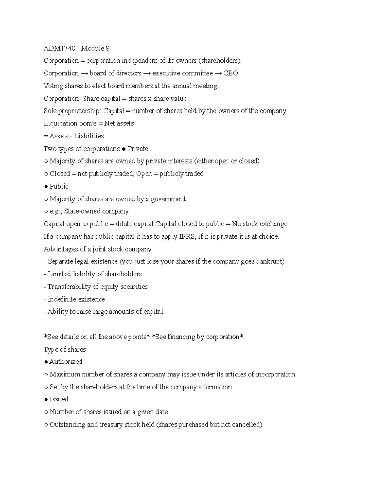 ADM1340 toutes notes -10 - ADM1740 - Module 8 Corporation = corporation ...