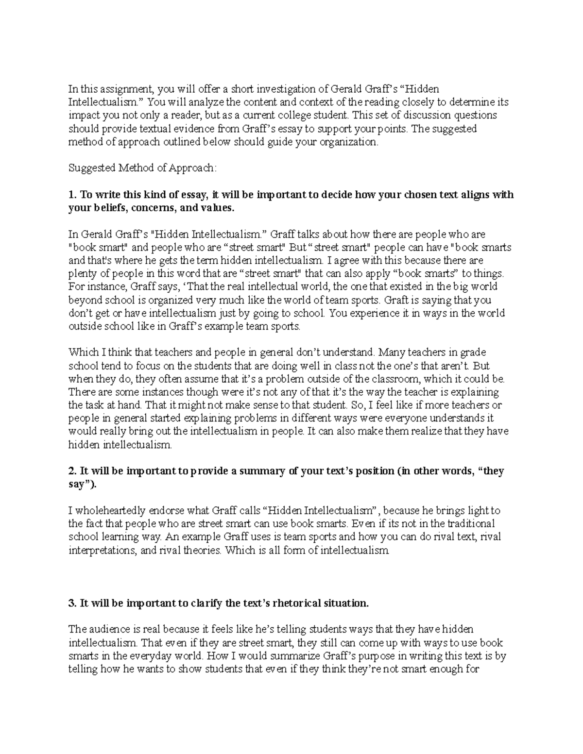 ENG-101 Discussion Questions #8 - In this assignment, you will offer a ...