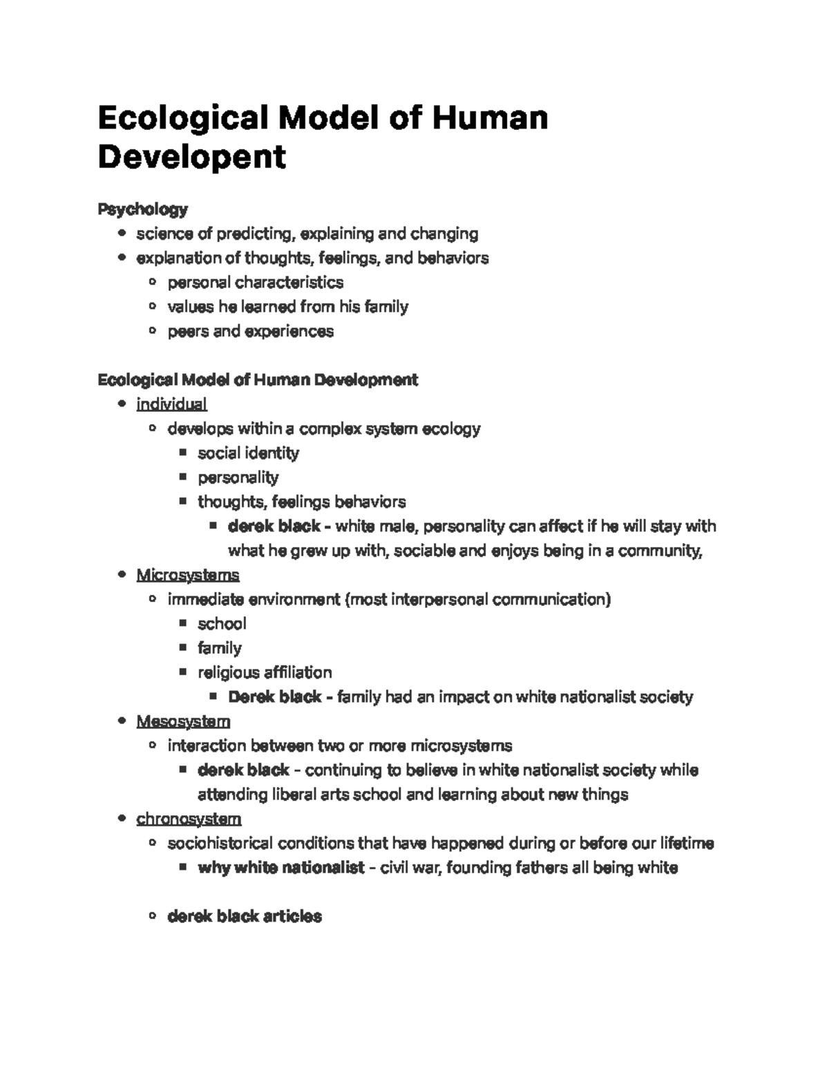 Ecological Model of Human Developent - E c o l o g i c a l M o d e l o ...