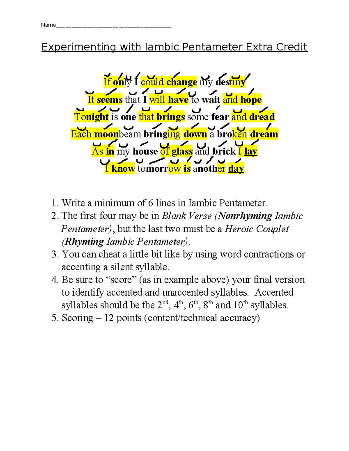 Experimenting+with+Iambic+Pentameter - Name ...