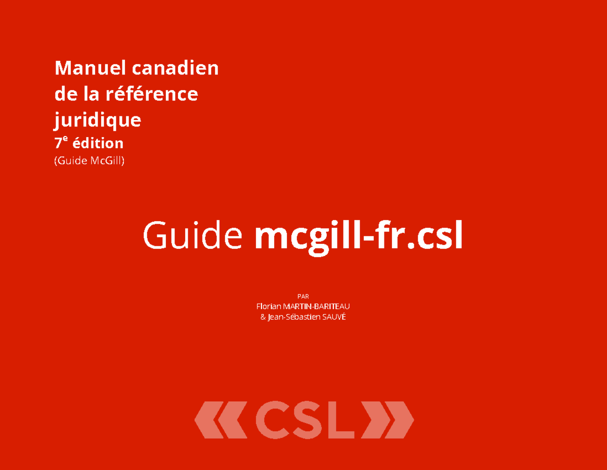 Résumé Guide Mcgill - Manuel canadien de la référence juridique 7 e ...