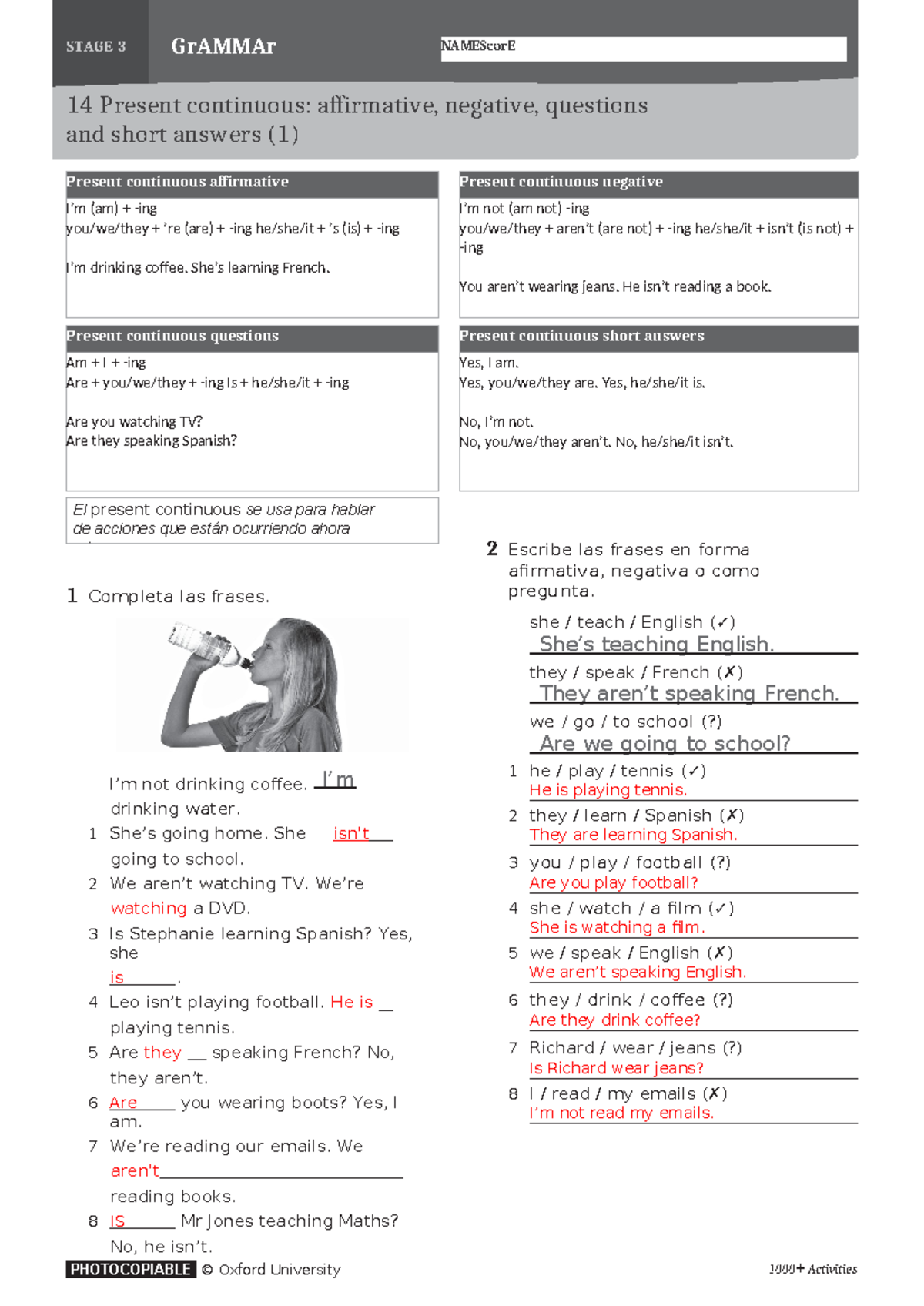 Present-continuous-exercises - I’m (am) + - ing you/we/they + ’re (are ...