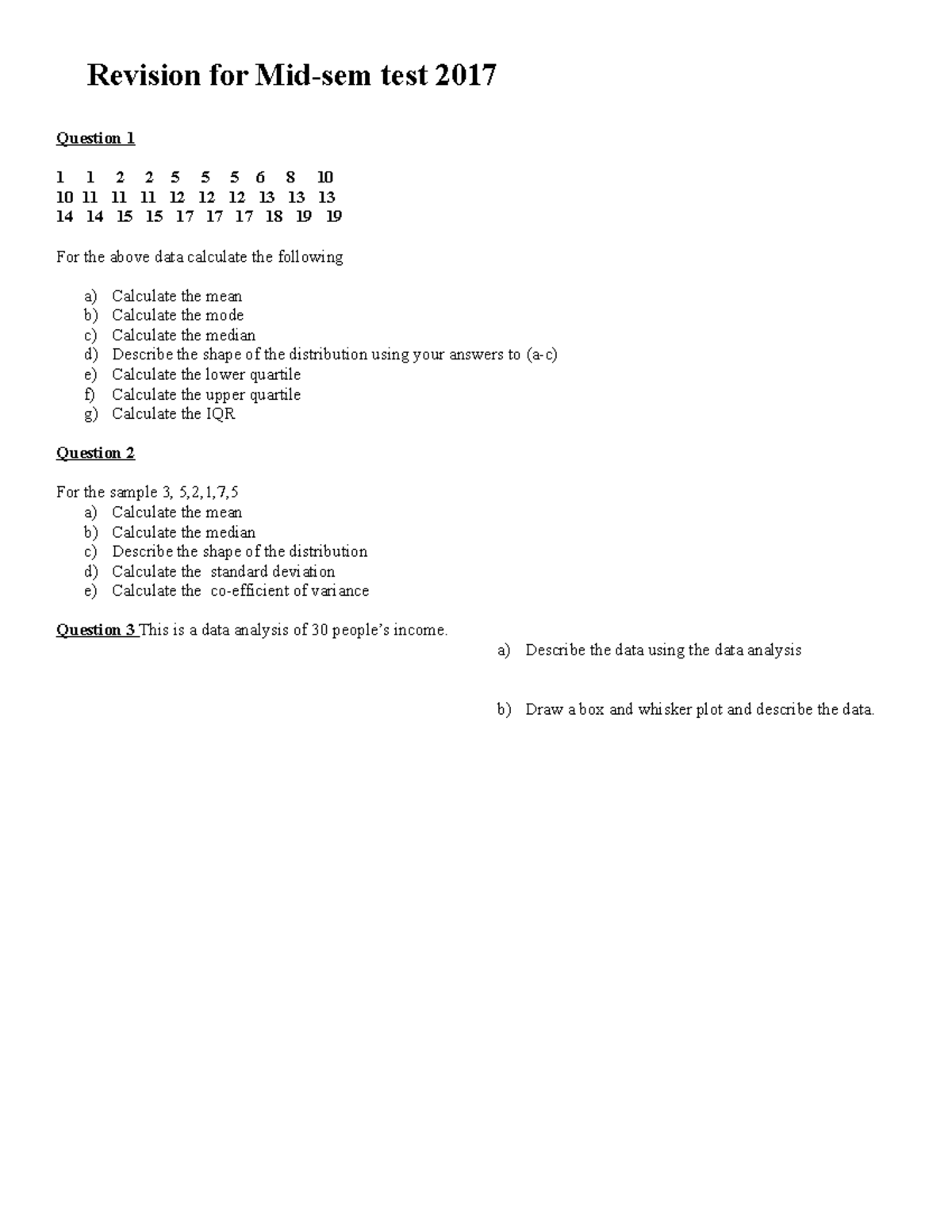 Sample/practice exam 2017, questions - Revision for test 2017 Question ...