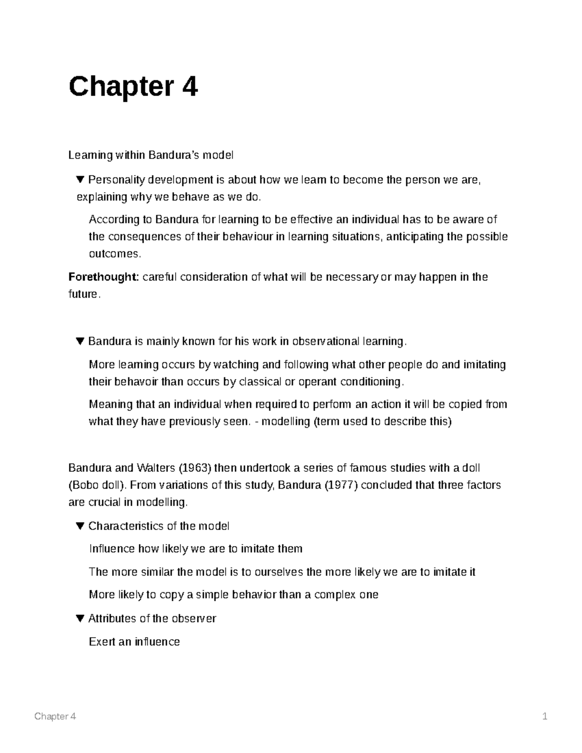 Chapter 4 - Summary course - Chapter 4 Learning within Bandura’s model ...