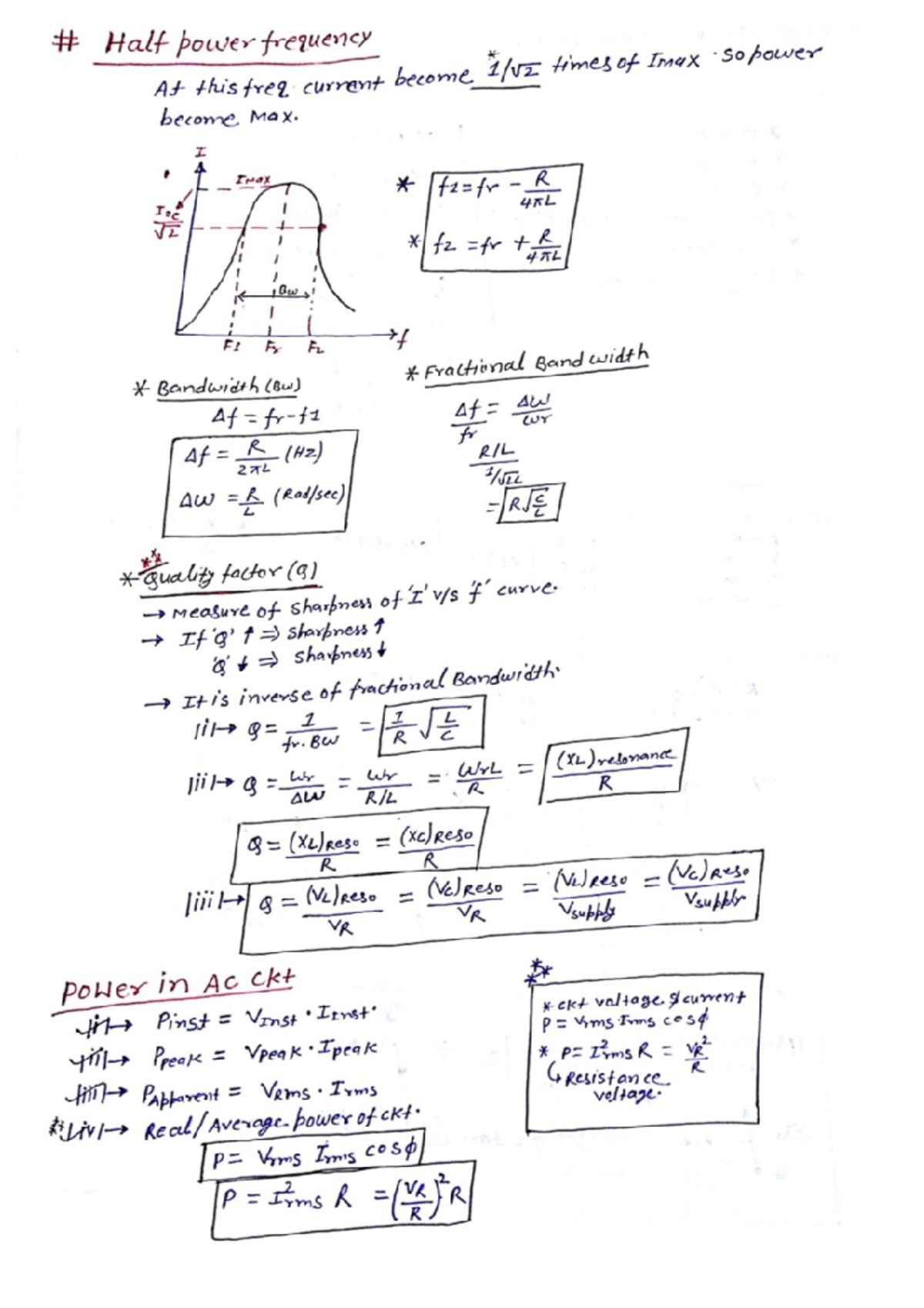 Half power frequency - ABC class - Mathematical Physics - Studocu