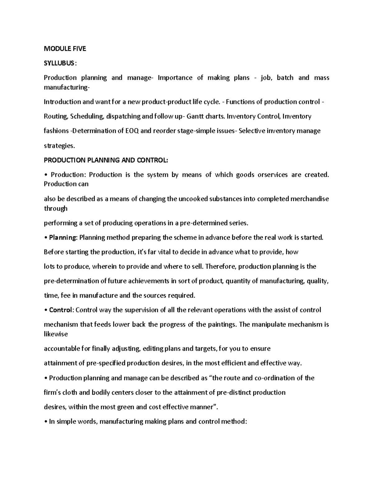 Industrial Engineering Module 5 PART 1 - MODULE FIVE SYLLUBUS ...