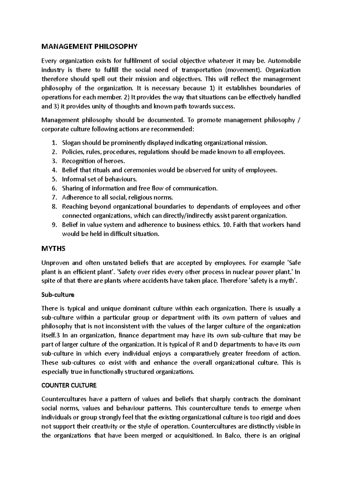 Management Philosophy - MANAGEMENT PHILOSOPHY Every organization exists ...