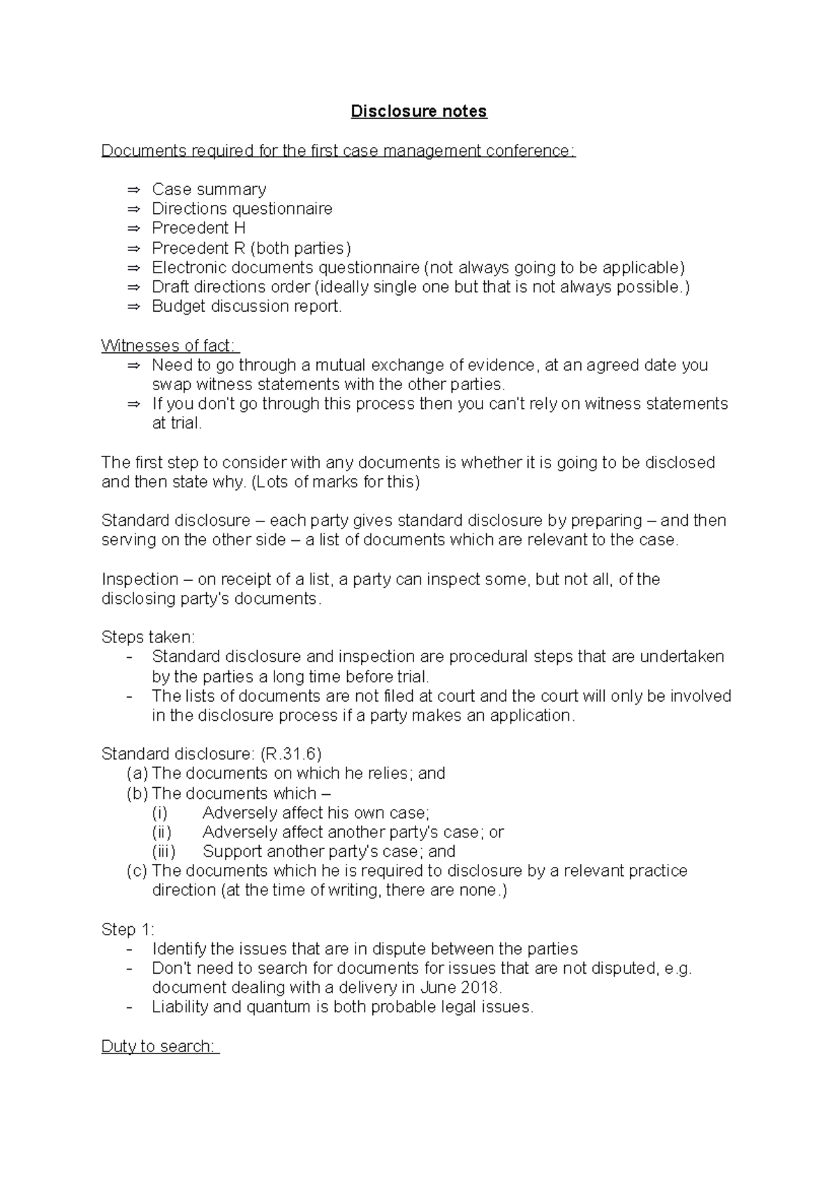 Disclosure notes - Disclosure notes Documents required for the first ...