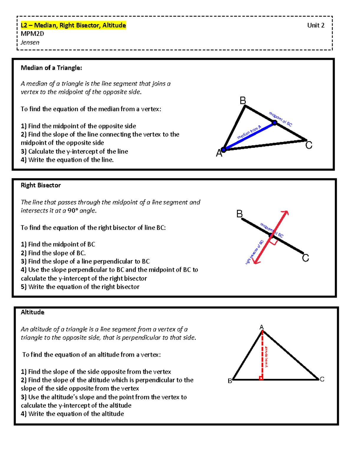U2l2t Median Right Altitude L2 Median Right Bisector Altitude