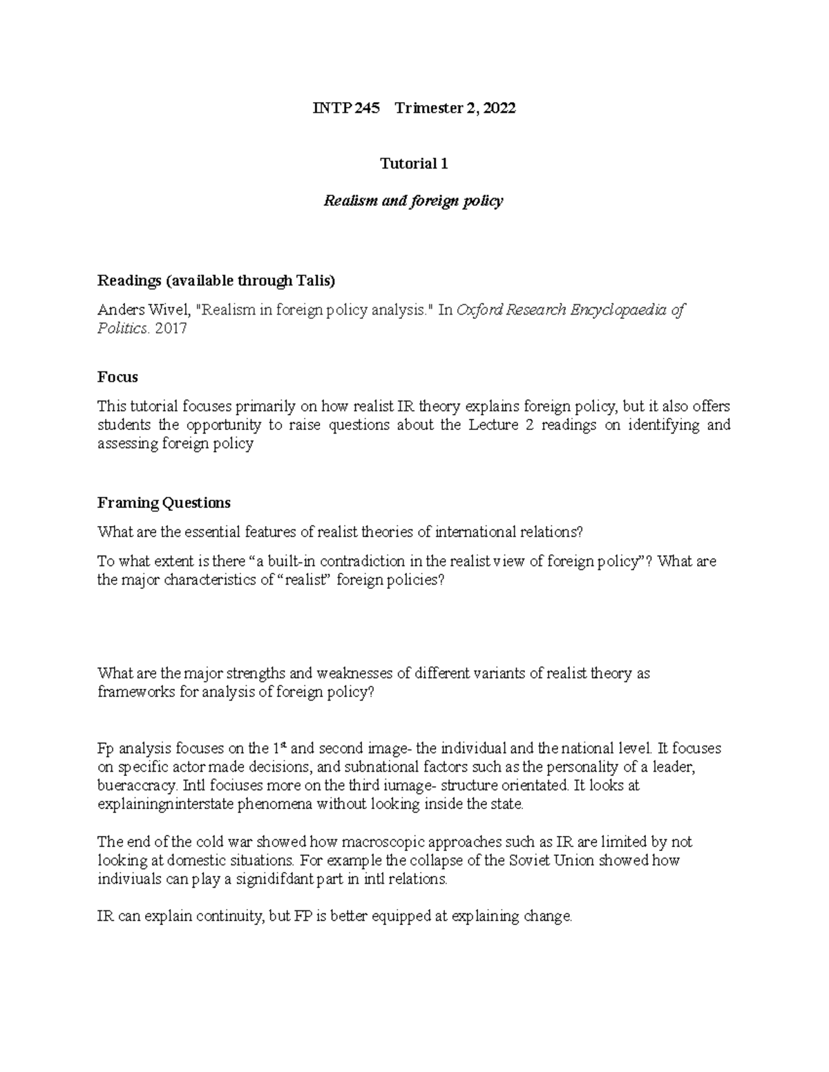 INTP 245-Tutorial 1 Information Sheet-2022 - INTP 245 Trimester 2, 2022 ...
