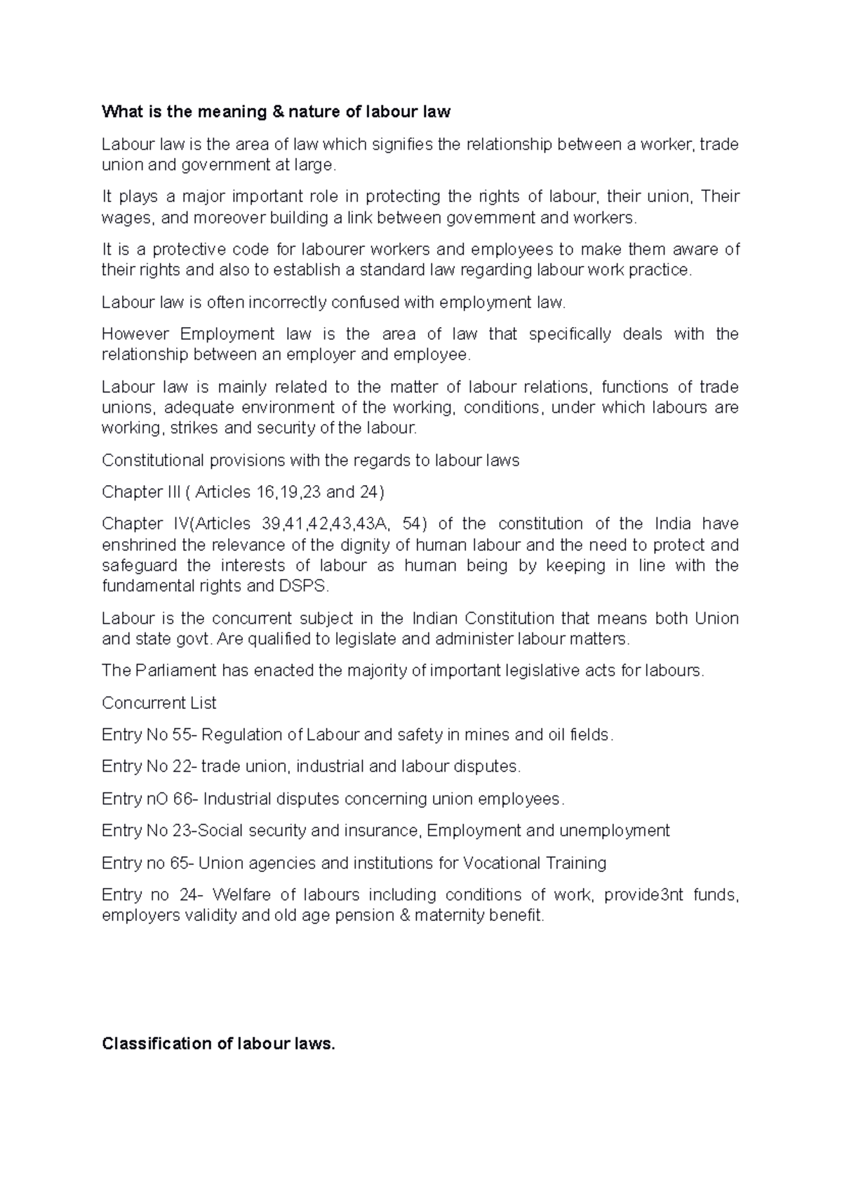 Labour law - What is the meaning & nature of labour law Labour law is ...