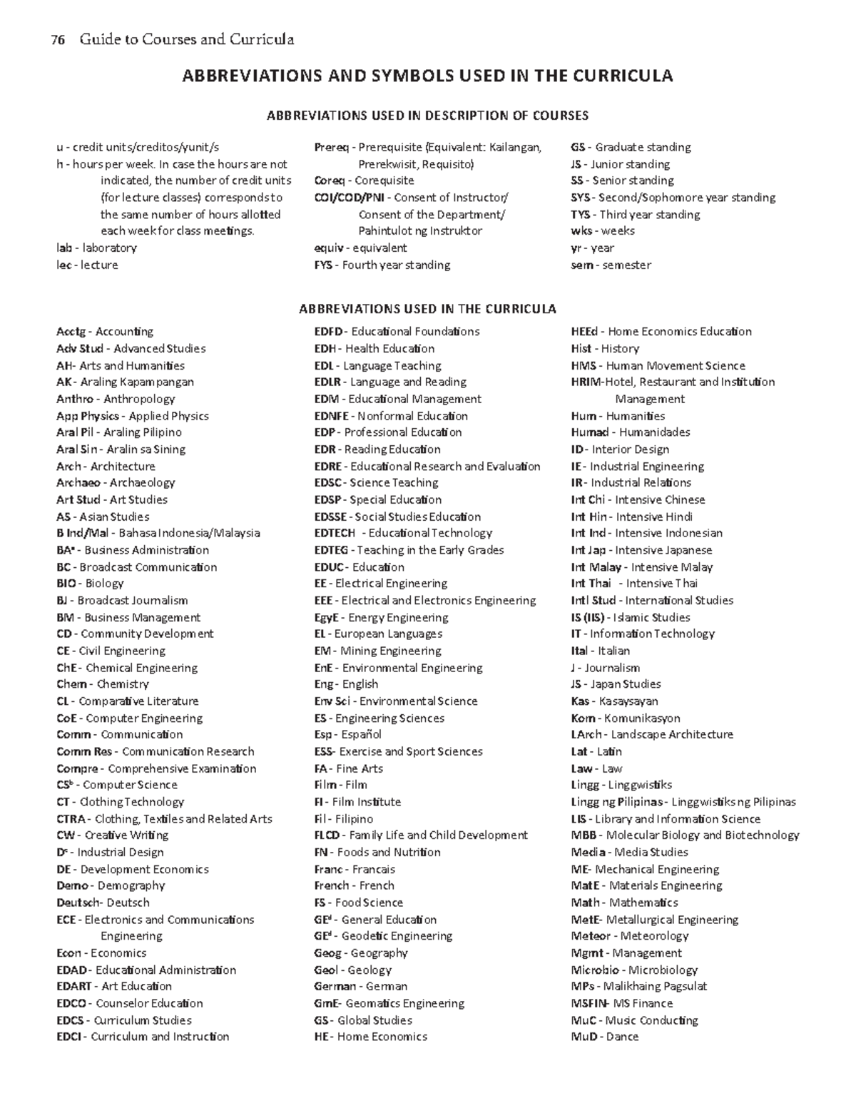 Guide TO Courses AND Curricula - 76 Guide to Courses and Curricula ...