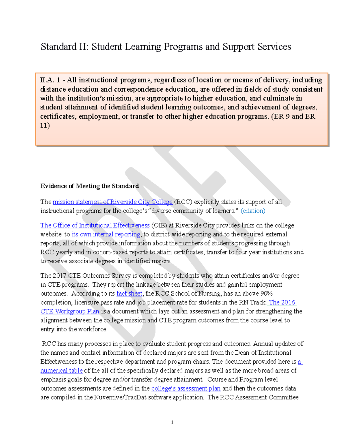 Standard IIA - updated by KD KW 11-29-18 - Standard II: Student ...