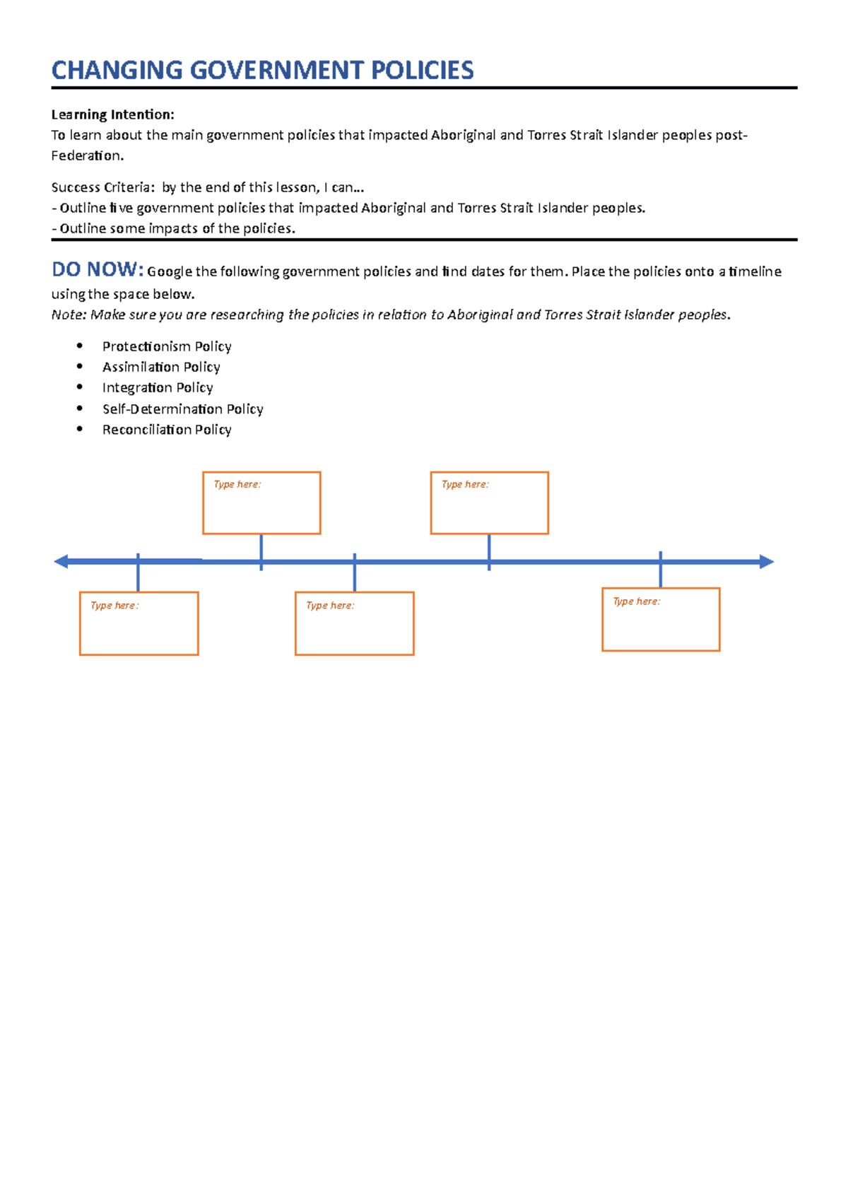 5.1 Changing Government Policies - CHANGING GOVERNMENT POLICIES ...