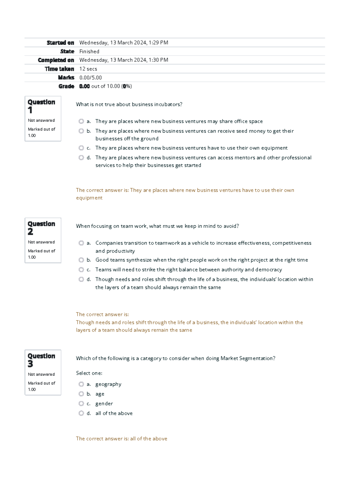 Self Quiz Unit 6 Attempt Review Home3 Not Answered Marked Out Of 1 Not Answered Marked Out Of