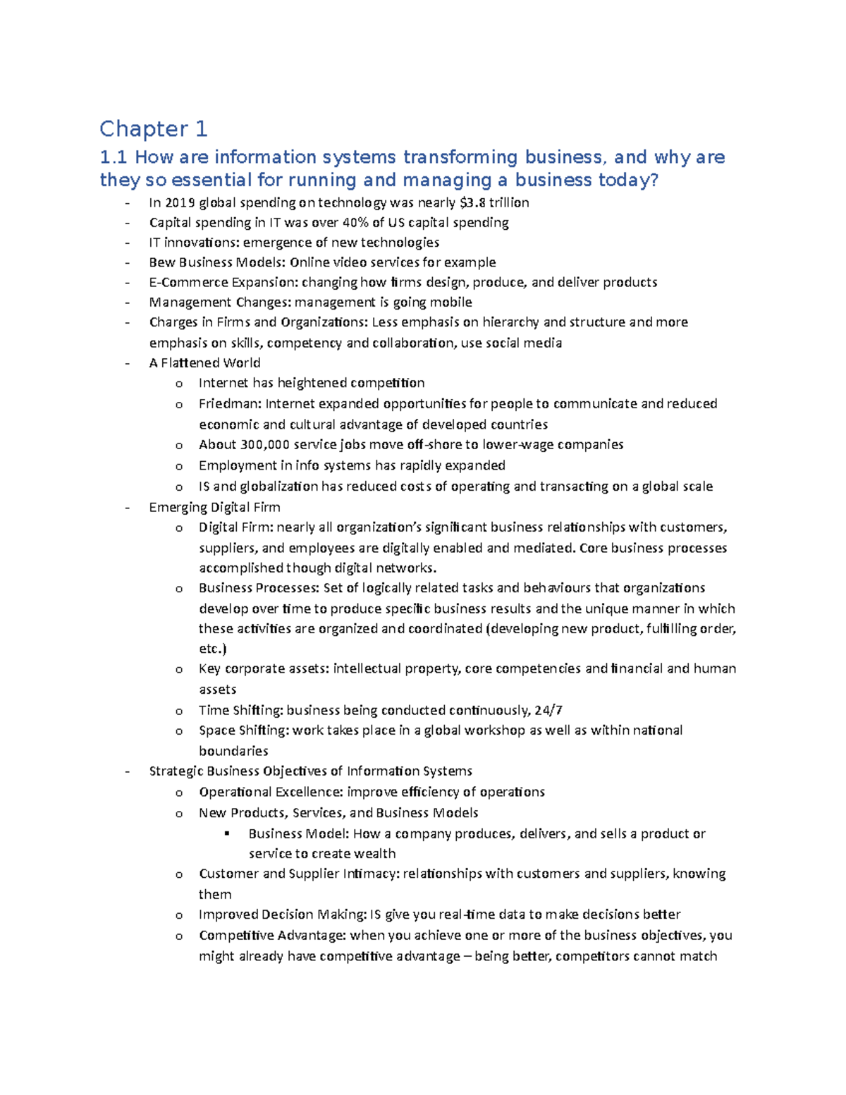 MIS Test 1 Textbook Definitions for Chapter 1 - Chapter 1 1 How are ...