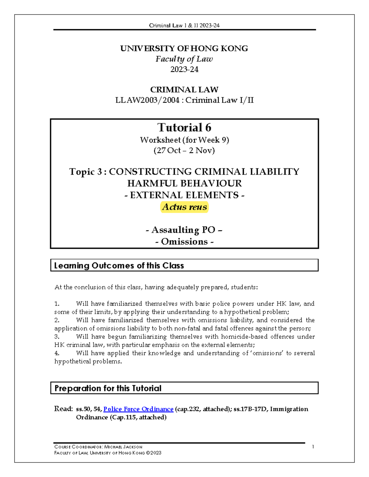 Tutorial 6 - Worksheet - COURSE COORDINATOR: MICHAEL JACKSON 1 ...