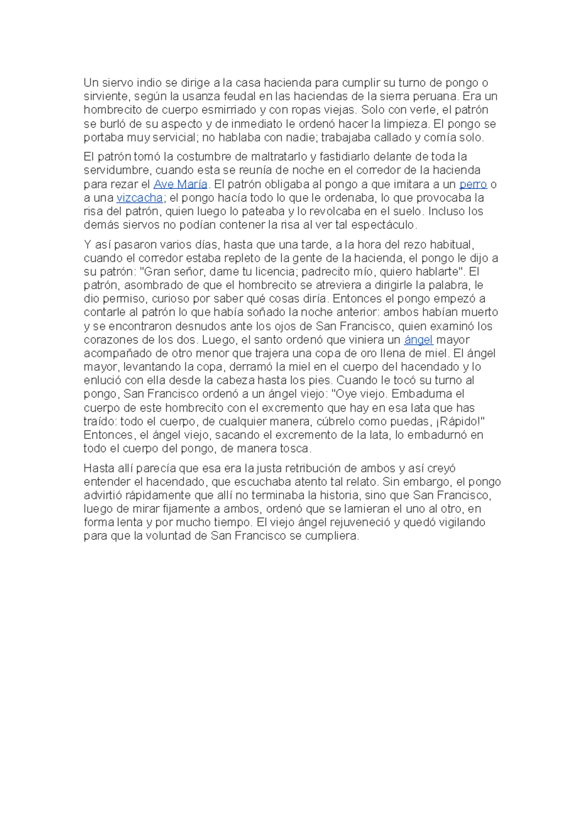 Resumen DEL Sueño DEL Pongo - Un siervo indio se dirige a la casa ...