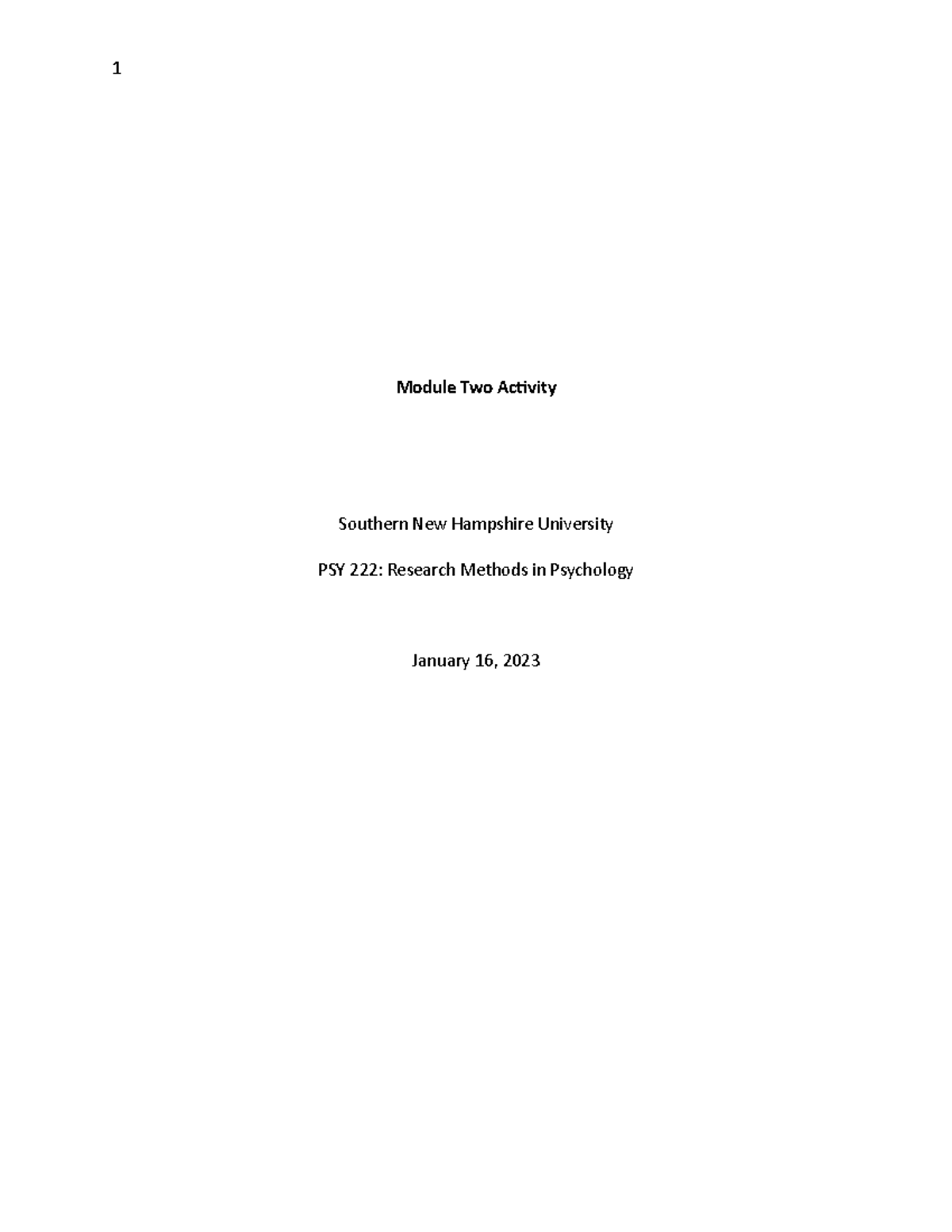 PSY222 Module Two Activity - PSY-222 - SNHU - Studocu