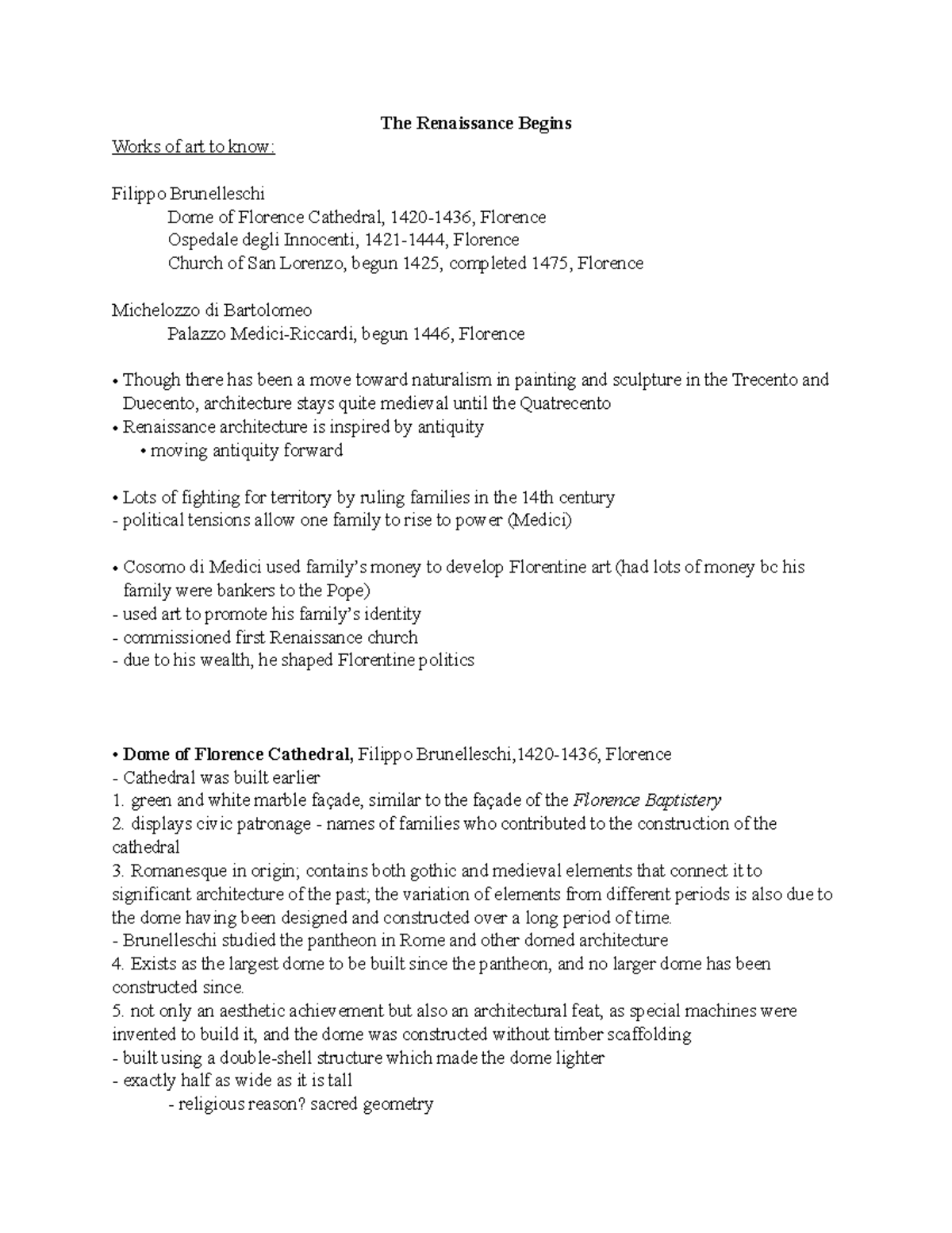 ART 434 - Italian Renaissance Unit 2 Notes - The Renaissance Begins ...