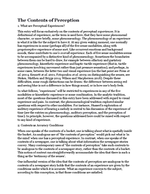 Lecture in The Problem of Perception - The Problem of Perception The ...