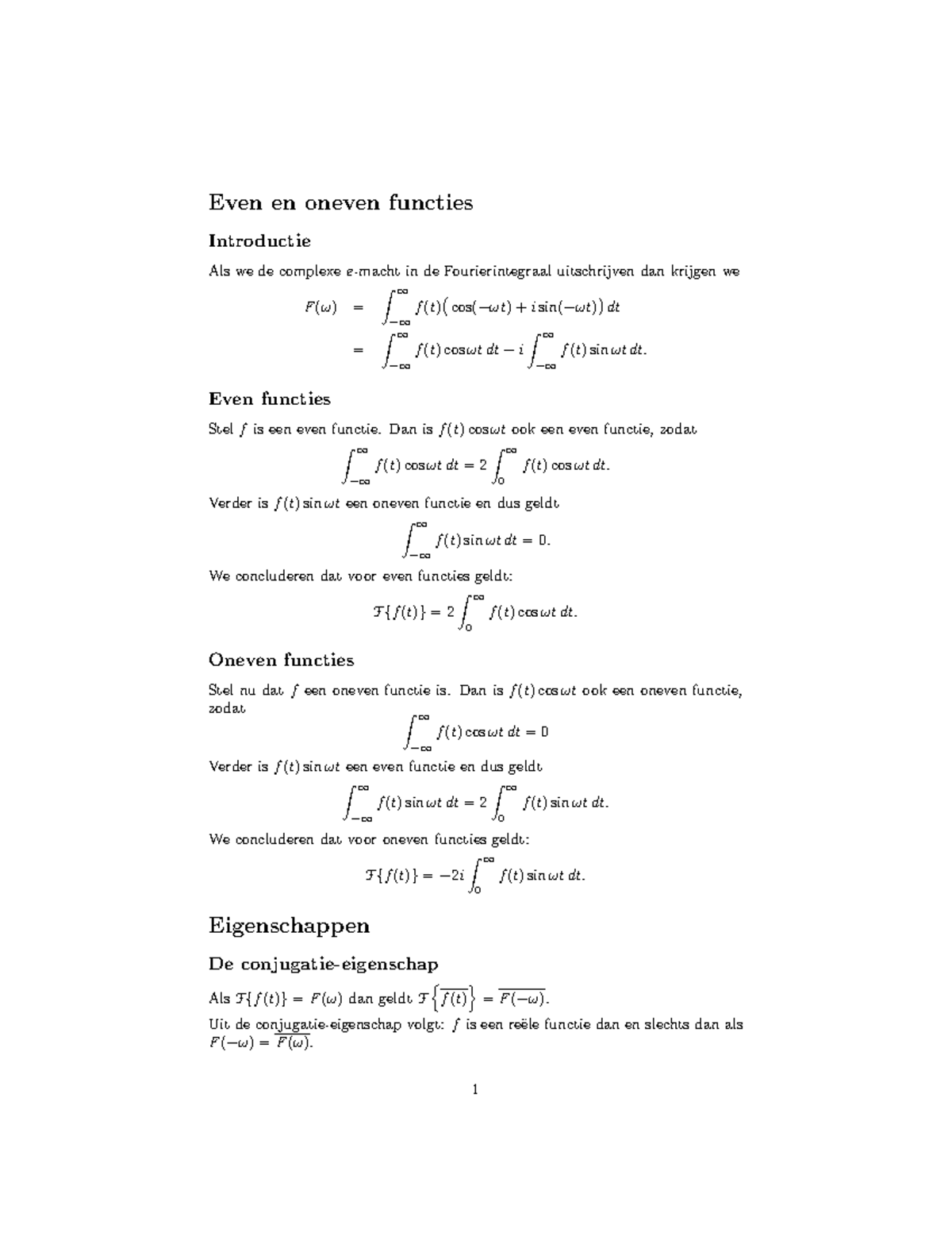 Les 10 voorgezette analyse - Even en oneven functies Introductie Als we ...