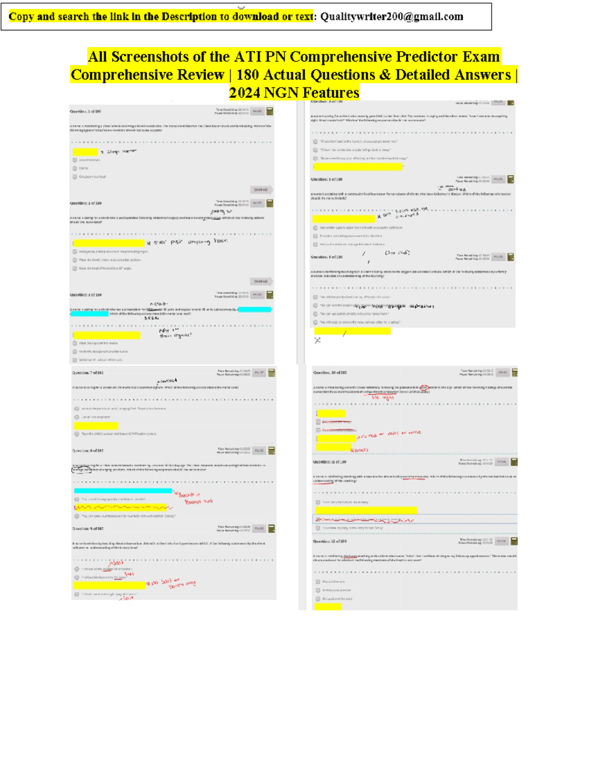 All Screenshots of the ATI PN Comprehensive Predictor Exam 180 Actual ...