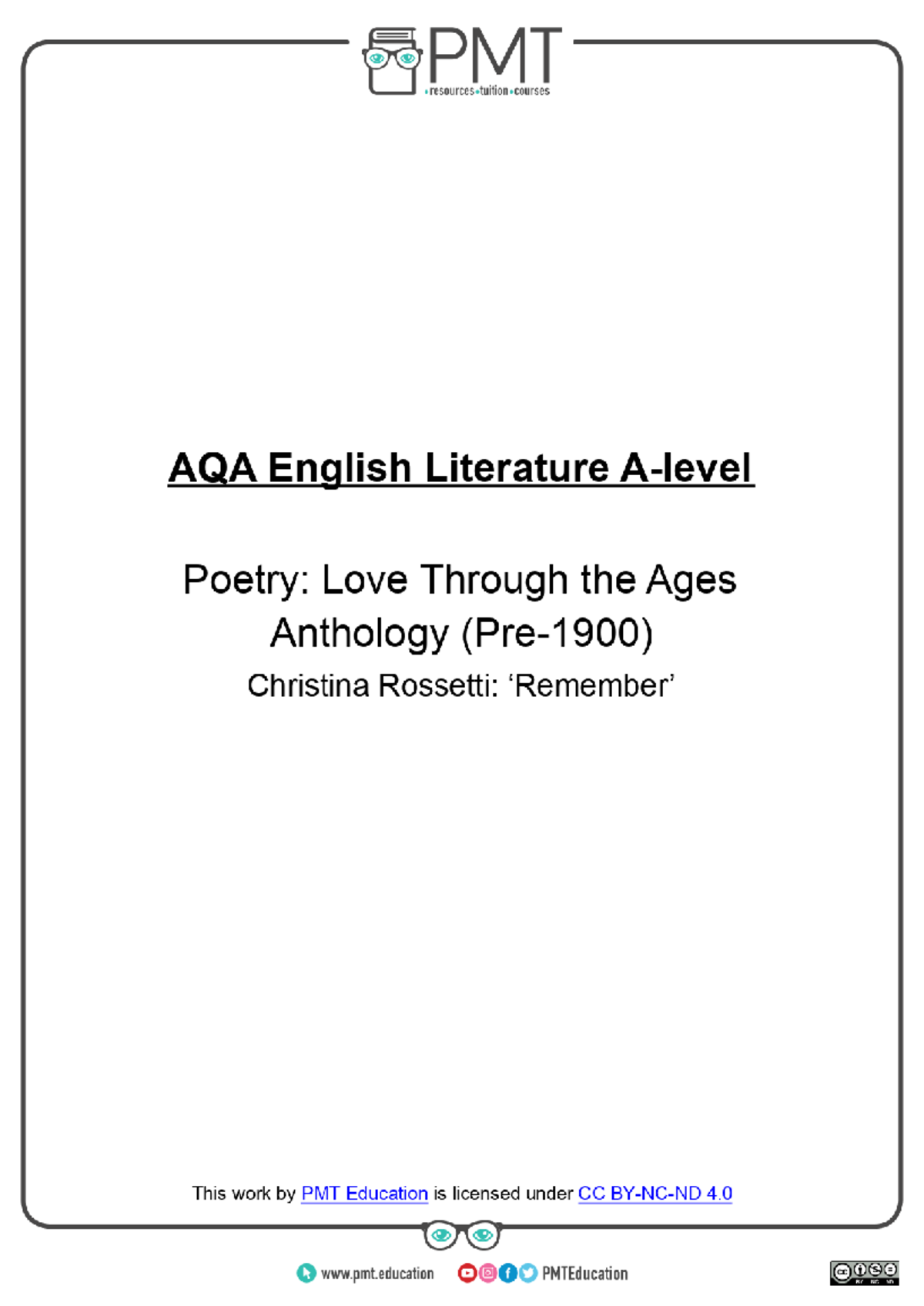 Remember - Christina Rossetti - AQA English Literature A-level Poetry ...