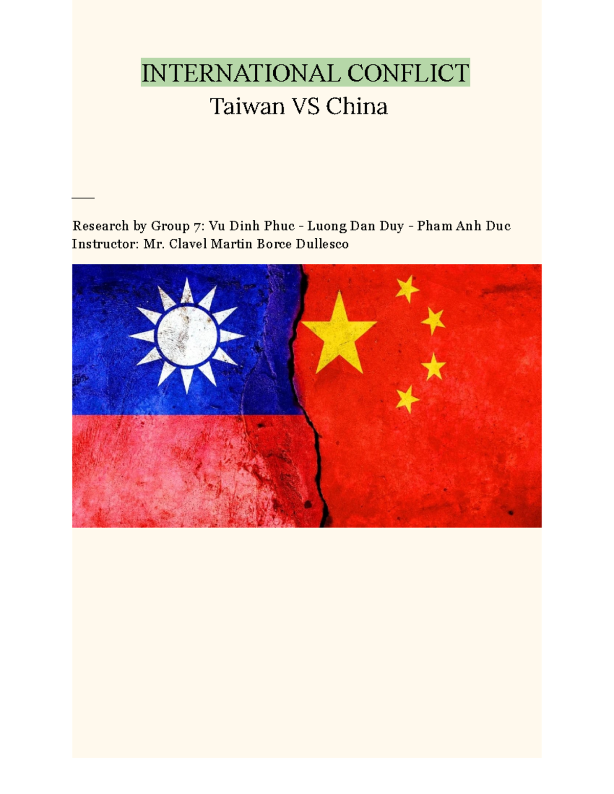 Bài luận - Bìa mềm - 111 - INTERNATIONAL CONFLICT Taiwan VS China ...