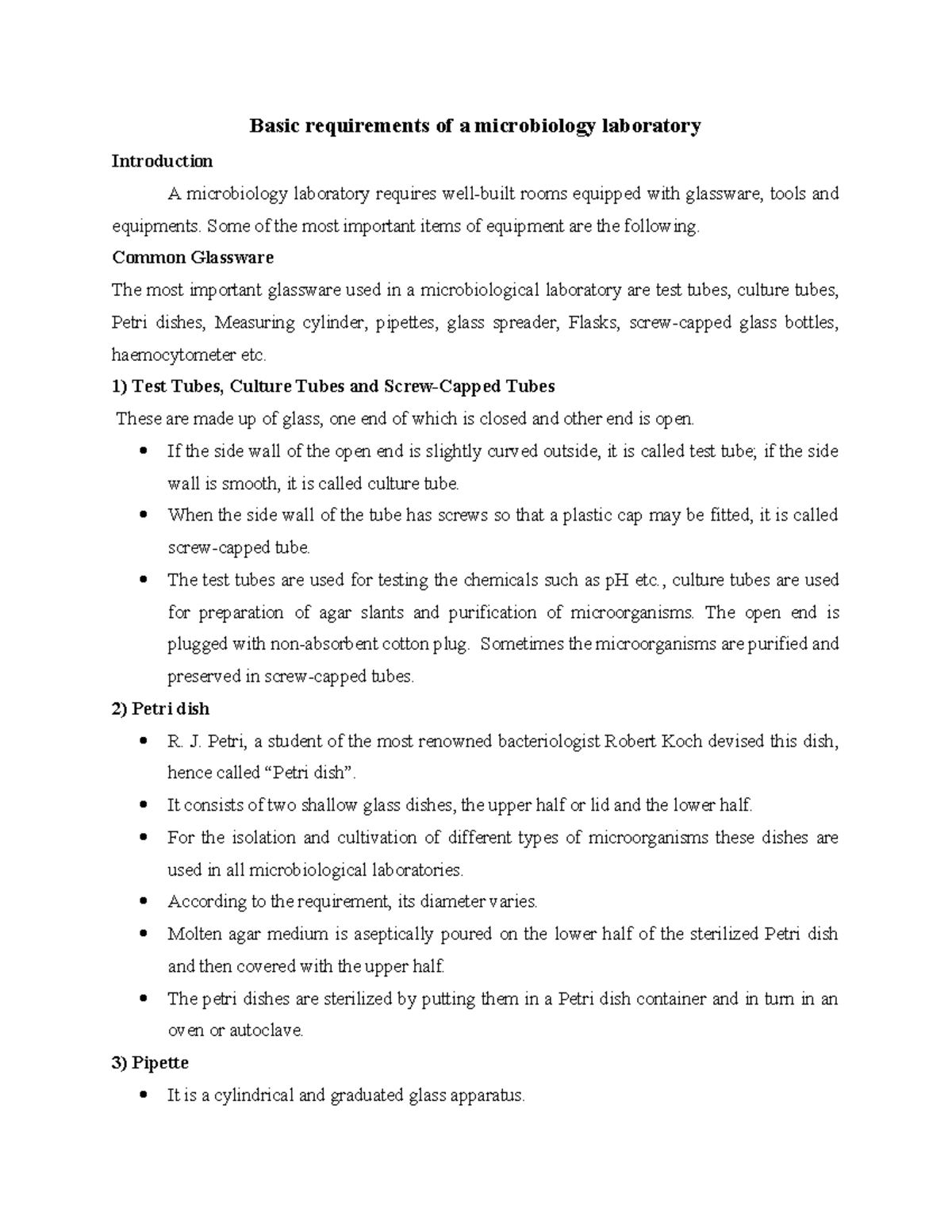 Basic requirements of microbiology lab - Some of the most important ...