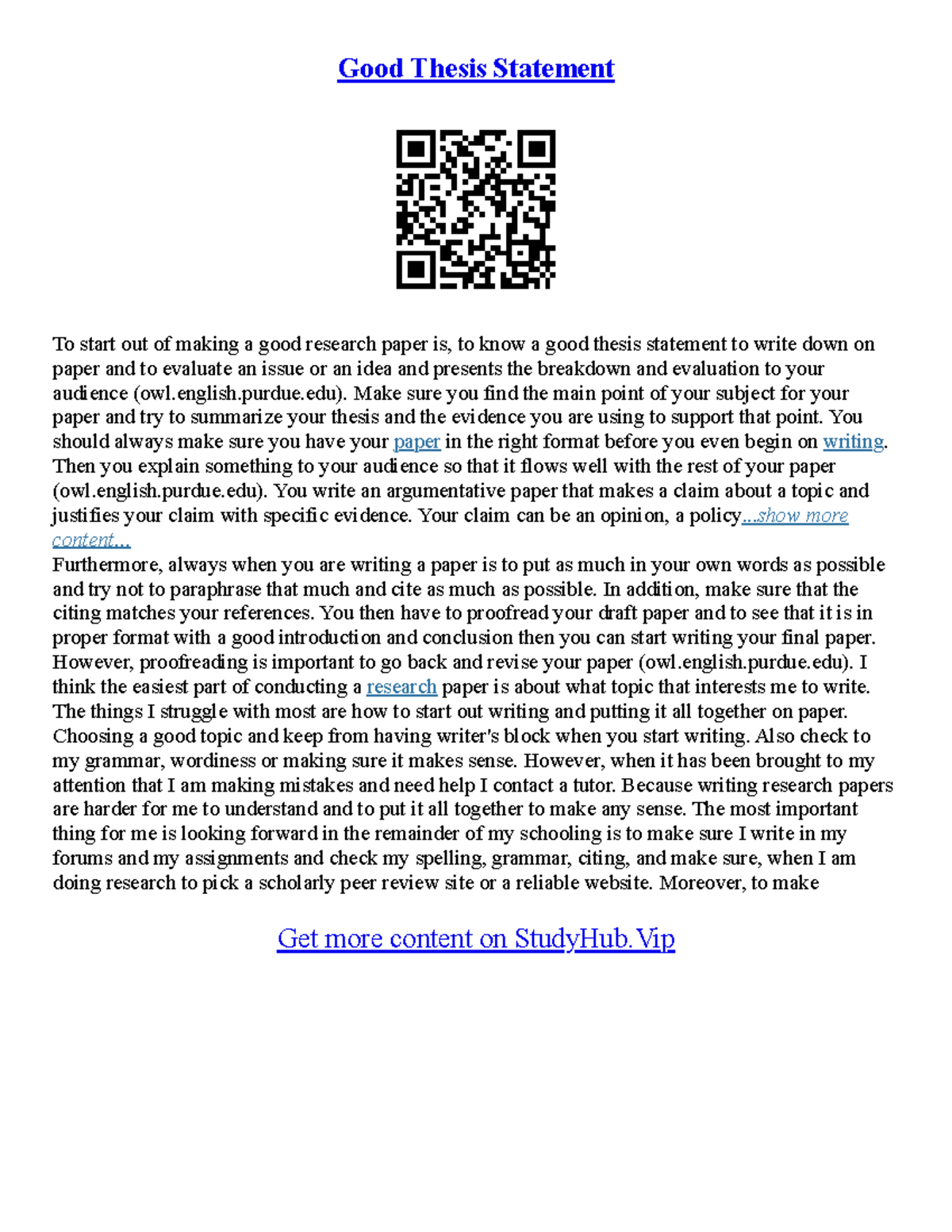 Good Thesis Statement Examples For Essays - Good Thesis Statement To ...