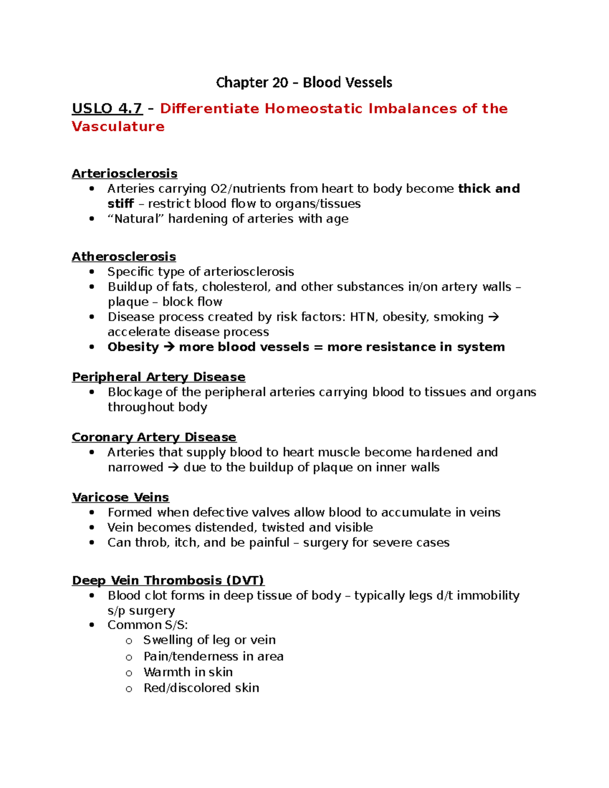 USLO 4.7 - Differentiate Homeostatic Imbalances of the Vasculature ...