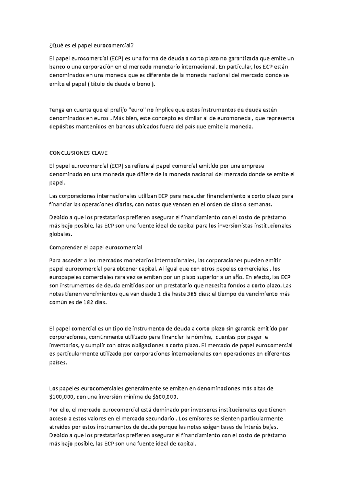 Euro papel comercial - Está bueno - Macroeconomia - ¿Qué es el papel ...