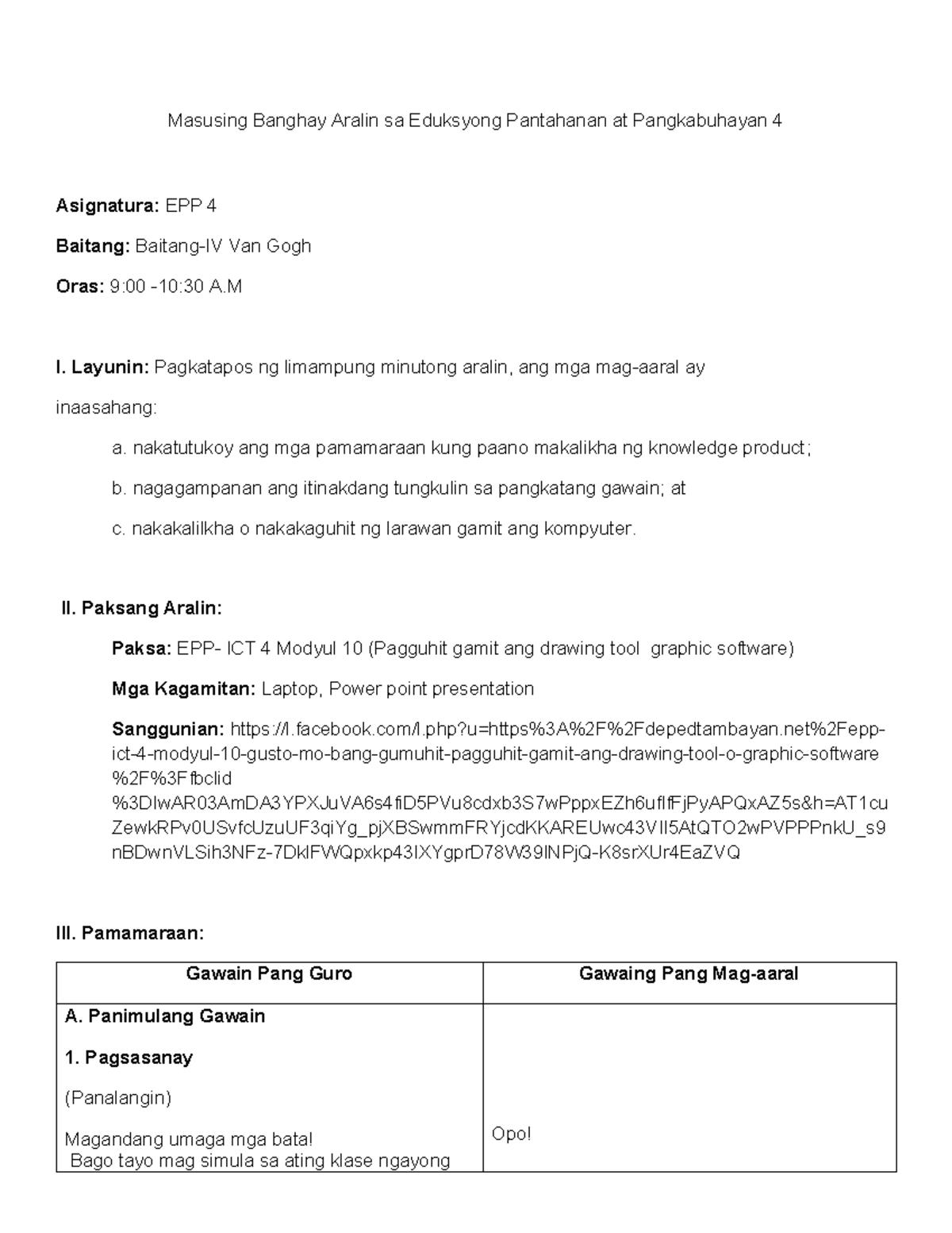 EPP 4 LP - Masusing Banghay Aralin sa Eduksyong Pantahanan at ...