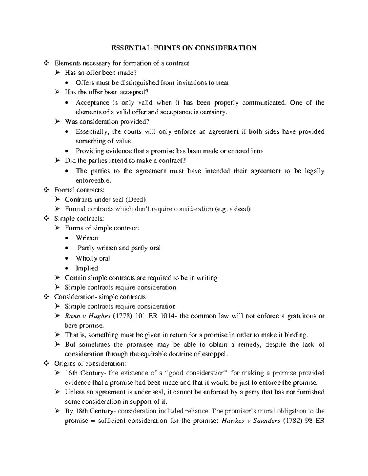 Essential Points ON Consideration - ESSENTIAL POINTS ON CONSIDERATION ...