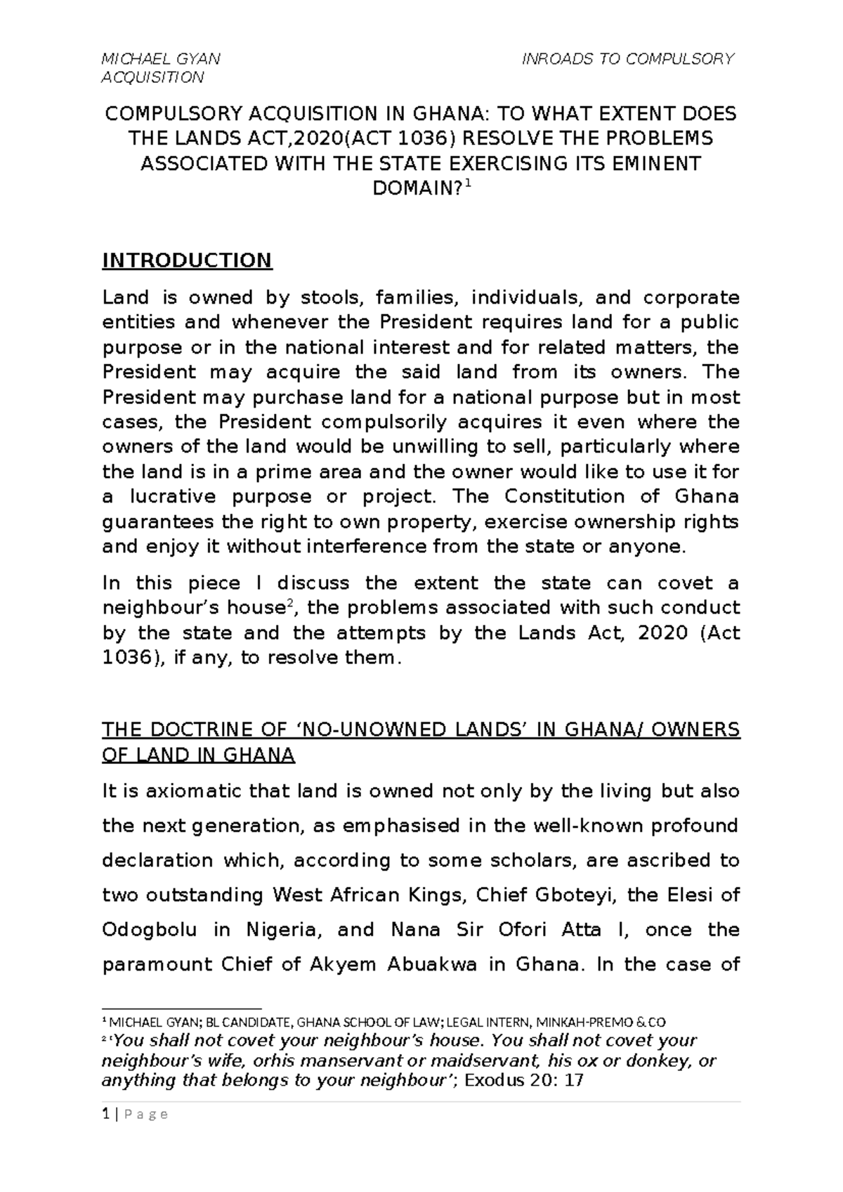 ( Final)- Compulsory Acquisition IN Ghana - ACQUISITION COMPULSORY ...