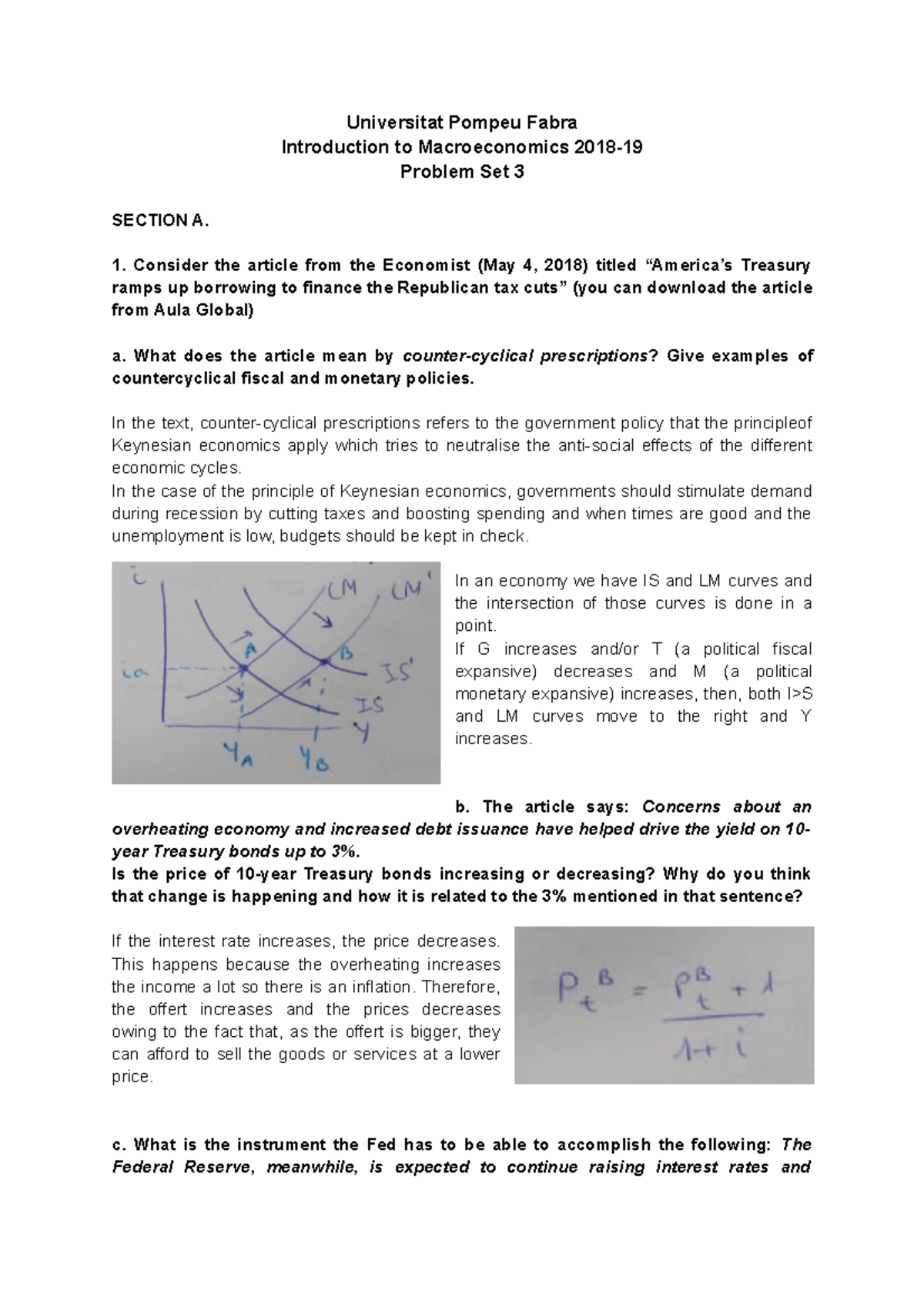 Ps3 Introduction To Macroeconomics Universitat Pompeu Fabra Introduction To Macroeconomics
