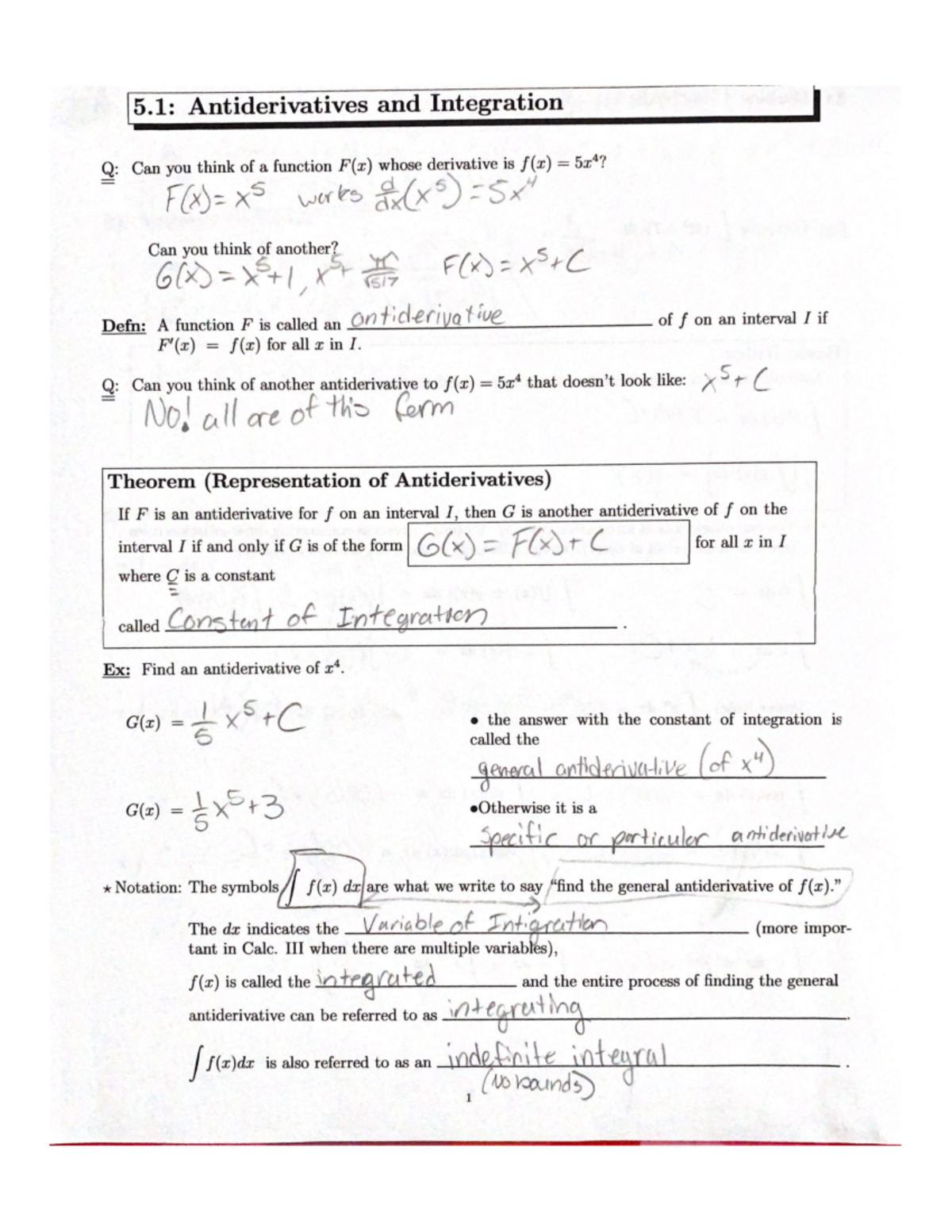 5.1 Antiderivatives and Integration - MTH 191 - Studocu
