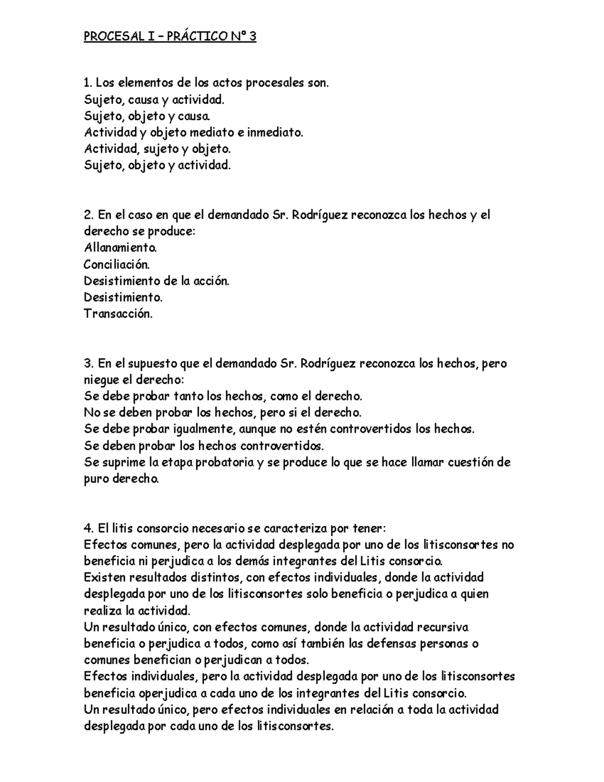 Procesal Práctico 3 - PROCESAL I – PRÁCTICO N° 3 Los elementos de los ...