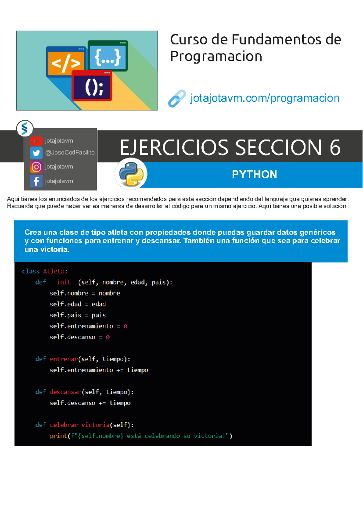 Seccion 6+-+Python - lenguaje de programación - EJERCICIOS SECCION 6 Curso de Fundamentos de ...