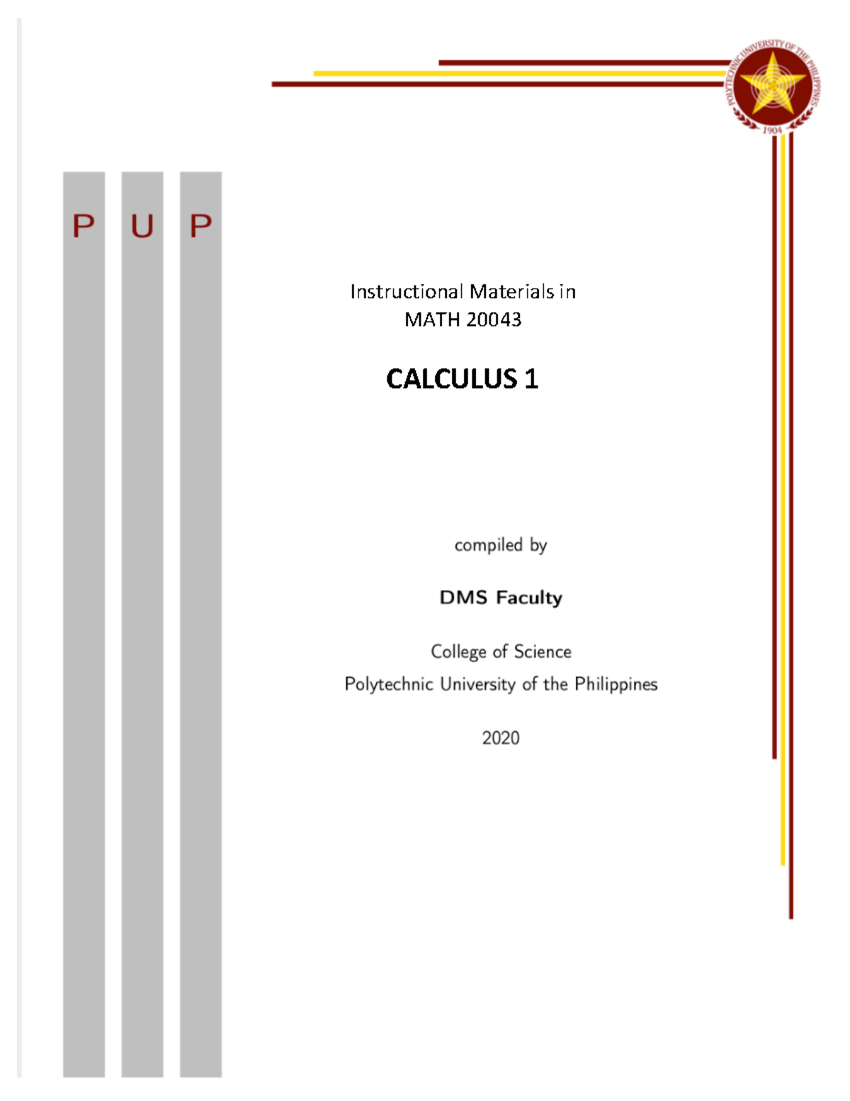CALC 1 - PPT - Instructional Materials in MATH 20043 CALCULUS 1 ...