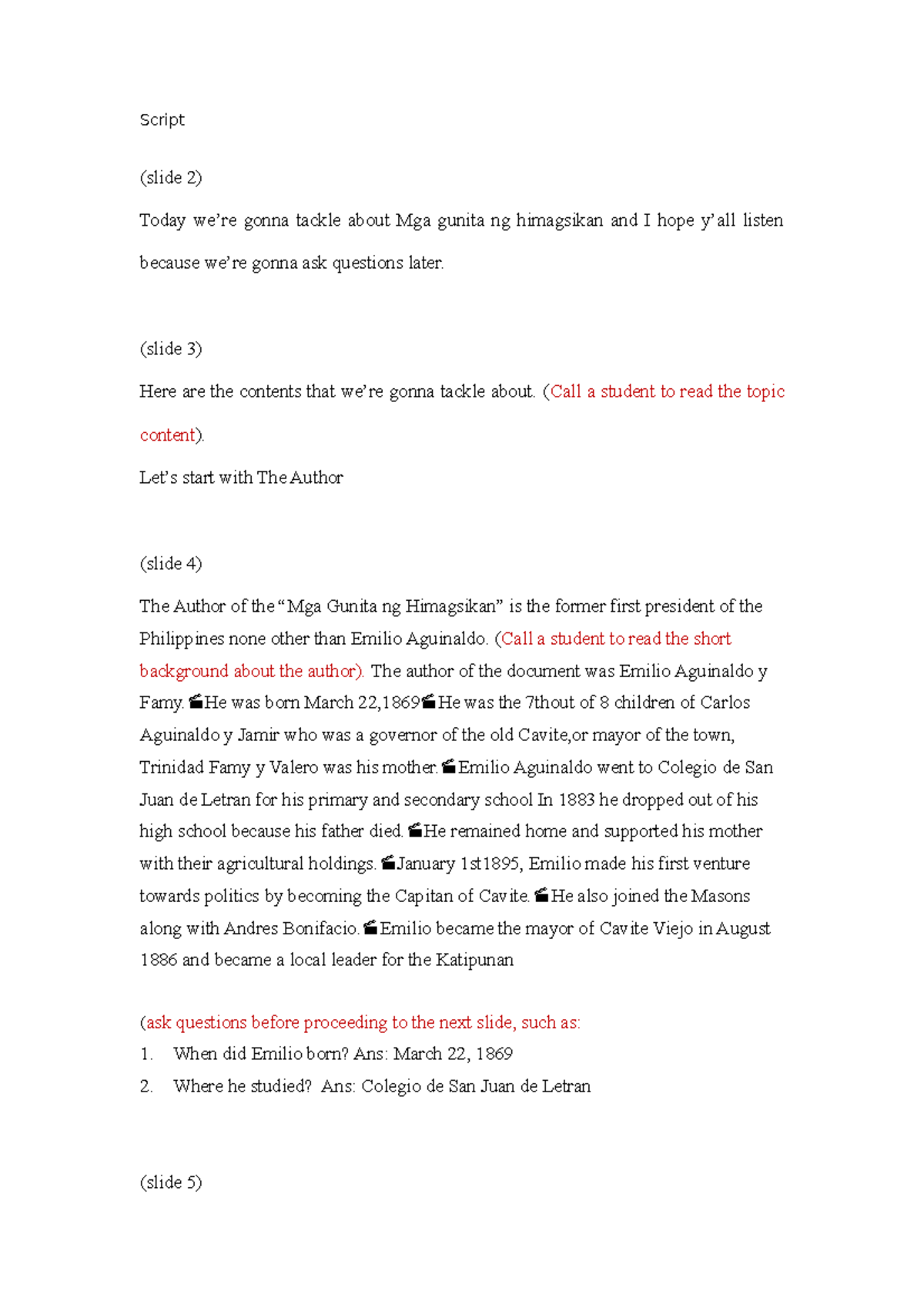 Script-in - Memem - Script (slide 2) Today we’re gonna tackle about Mga ...