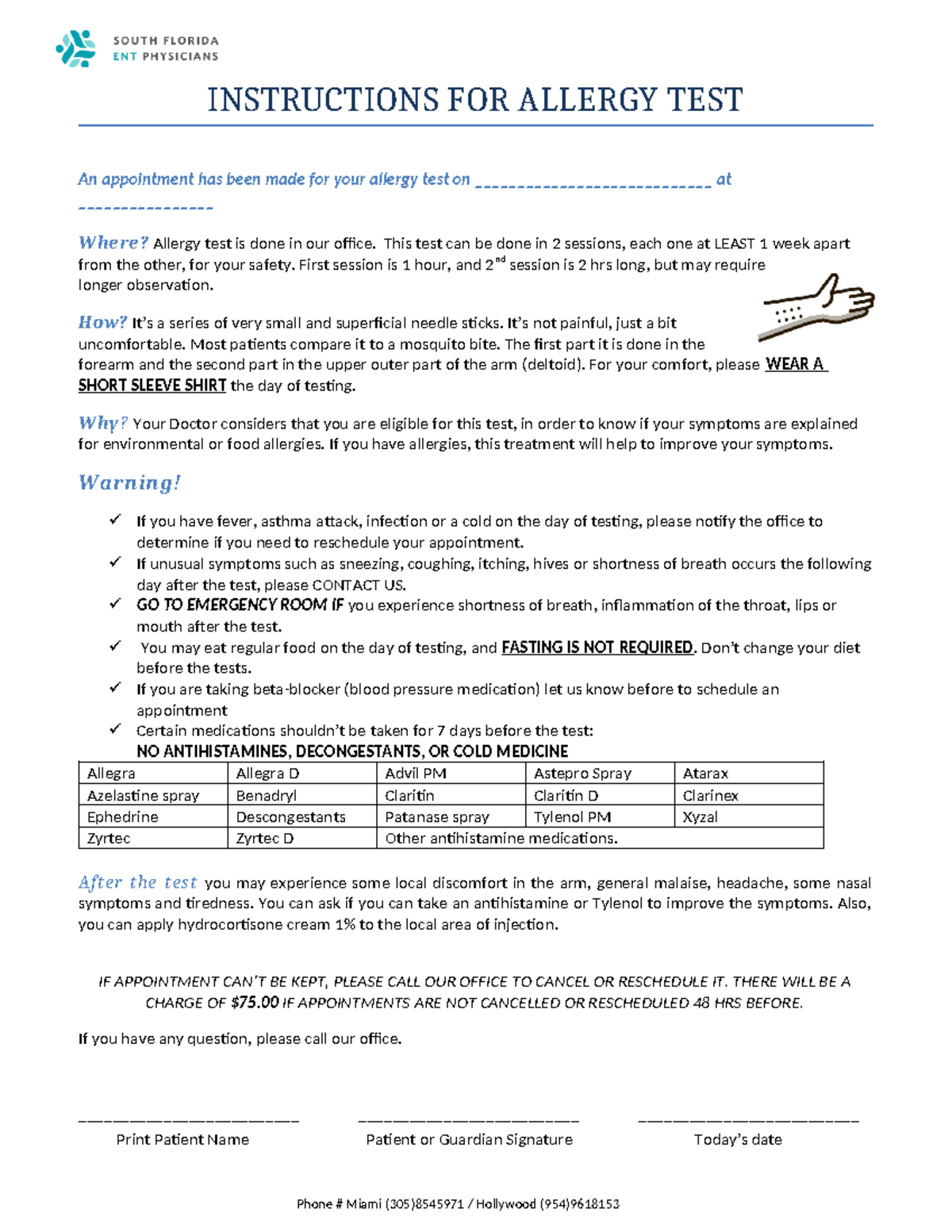 Allergy testing instructions (002) - INSTRUCTIONS FOR ALLERGY TEST An ...