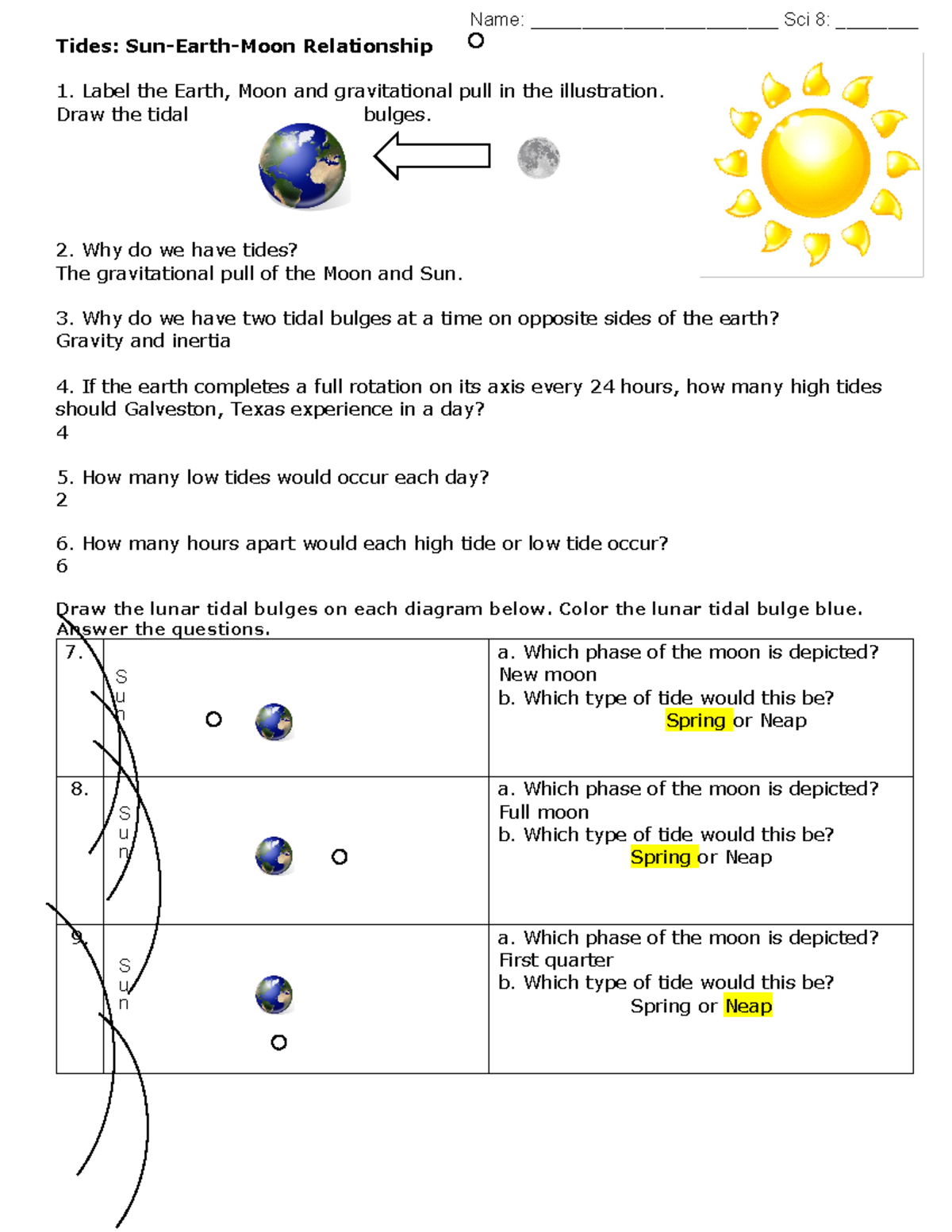 Sun, Earth, Moon Relationship 18-19 - Tides: Sun-Earth-Moon ...