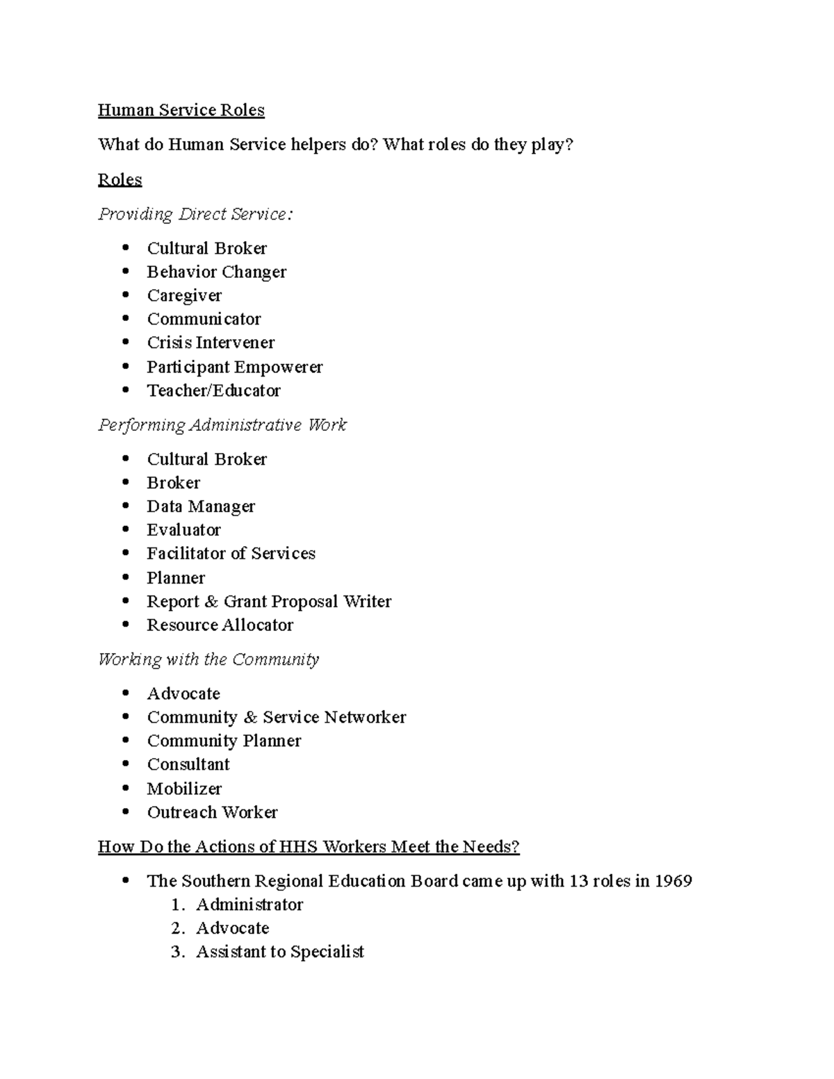 Human Service Roles - Human Service Roles What do Human Service helpers ...