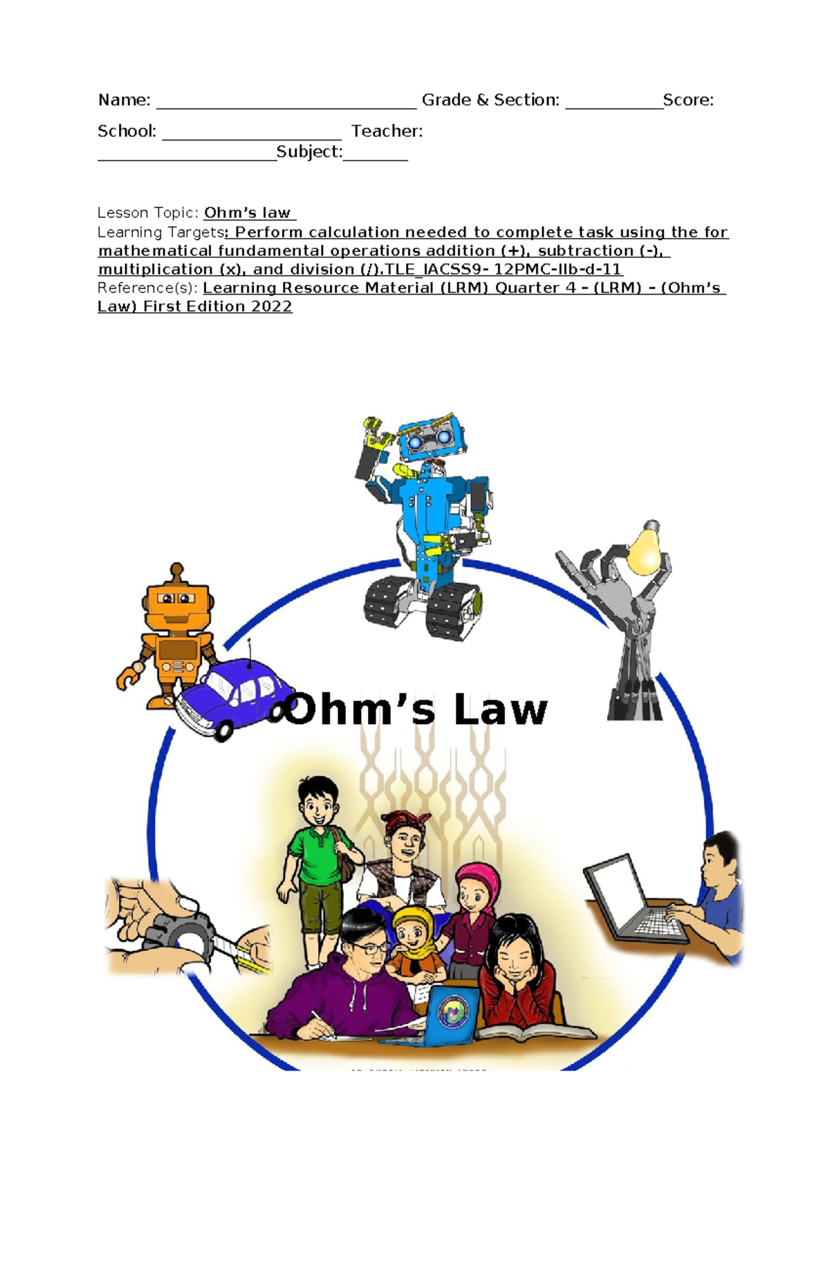 Ohms module - lesson plan - Name ...