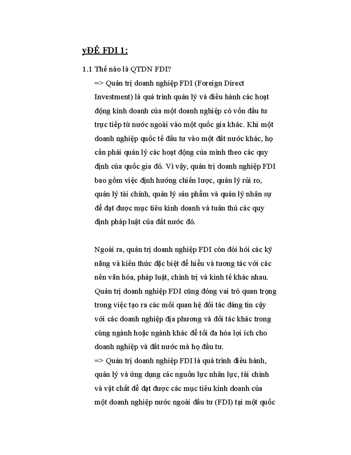 ĐỂ-FDI-1 - de tai lieu quan tri doanh nghiep co von FDI 1 - yĐỂ FDI 1: 1 Thế nào là QTDN FDI ...
